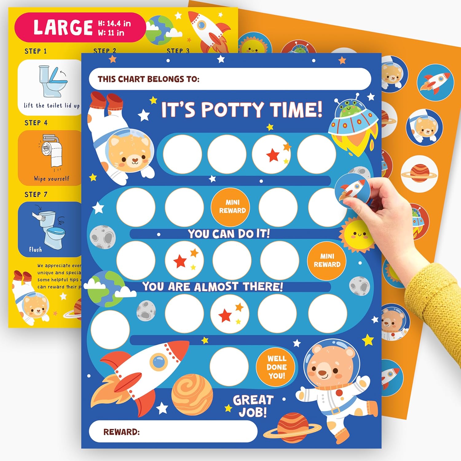 Amazon.com: Boys Potty Training Chart x10 pcs - Cute Kawaii Space ...