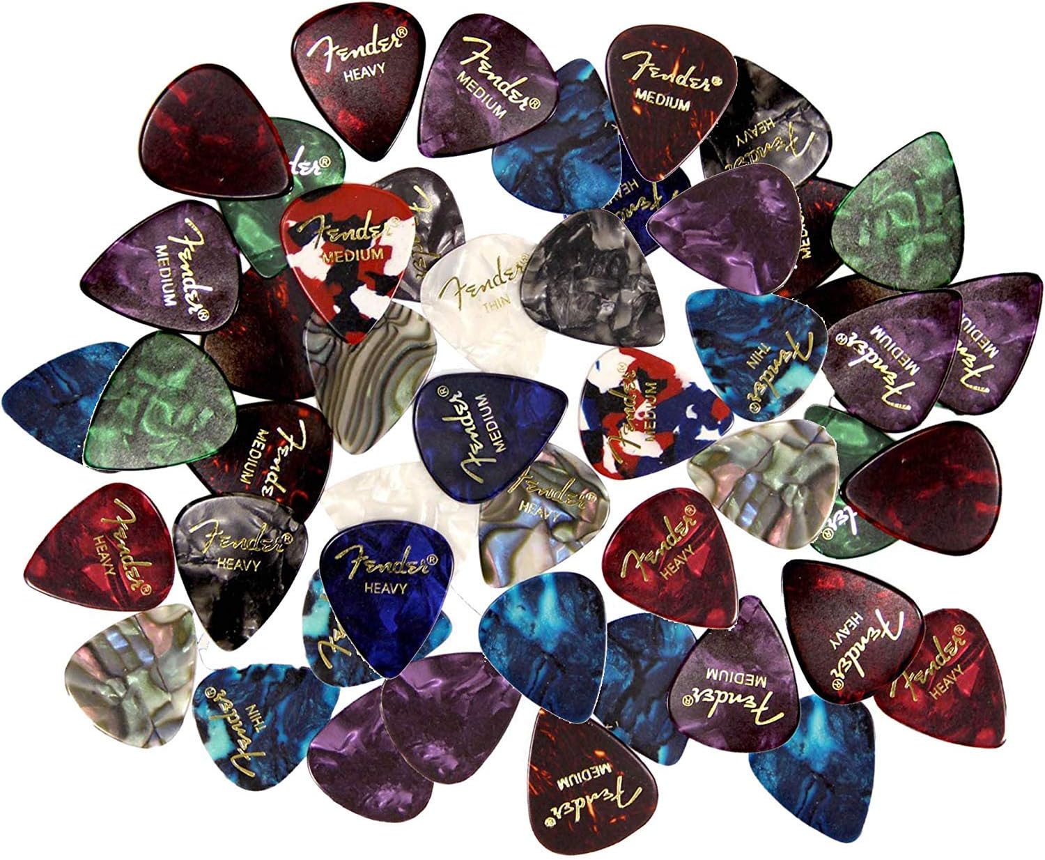 Amazon.com: Fender 351 Shape Classic Thin Celluloid Picks, 12 Pack ...