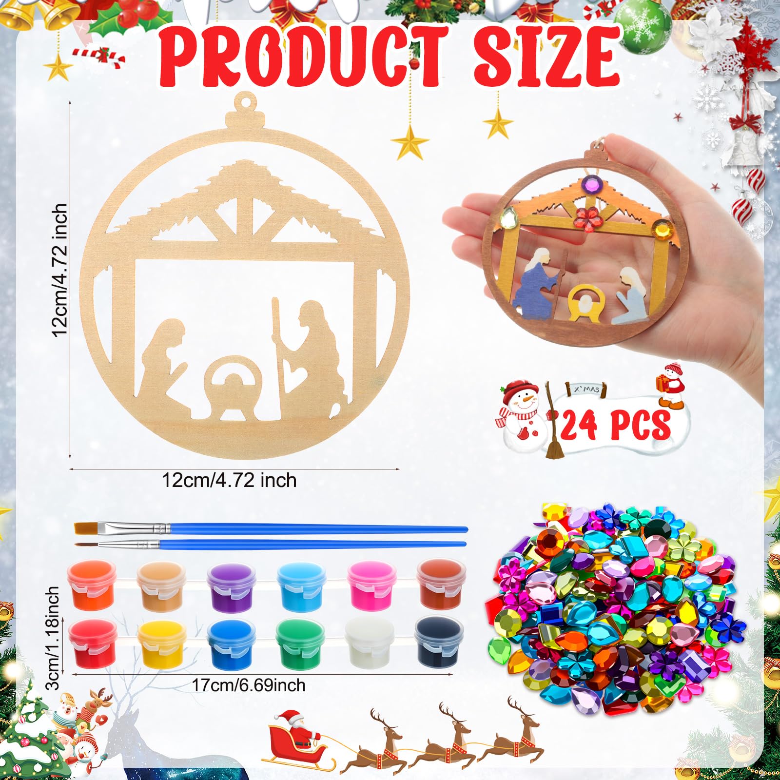 Snapklik.com : DoubleFill 24 Pcs Christmas Nativity Ornament Crafts ...