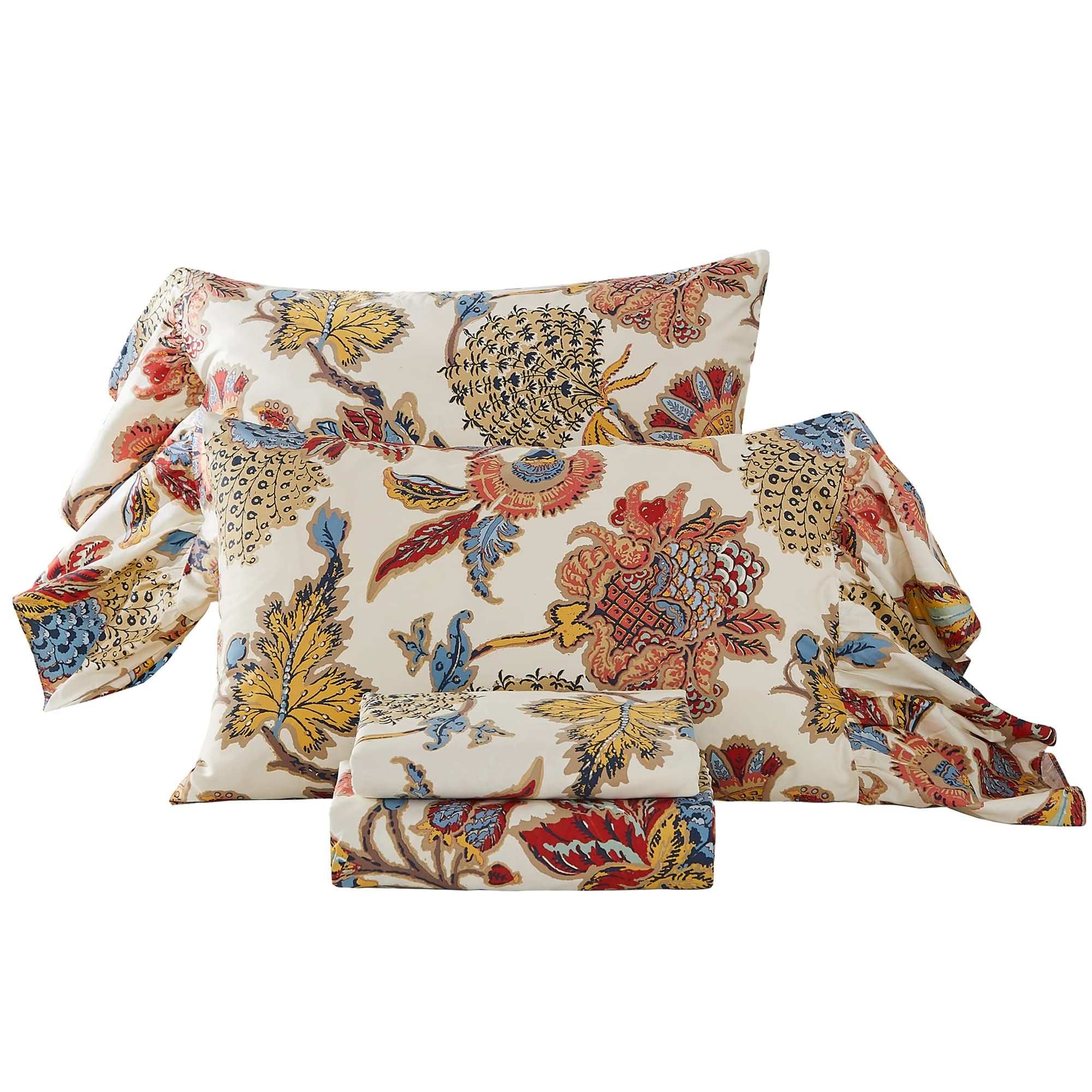 Amazon.com: ABREEZE Floral Sheet Set, Ruffles Bed Sheet Soft 100% ...