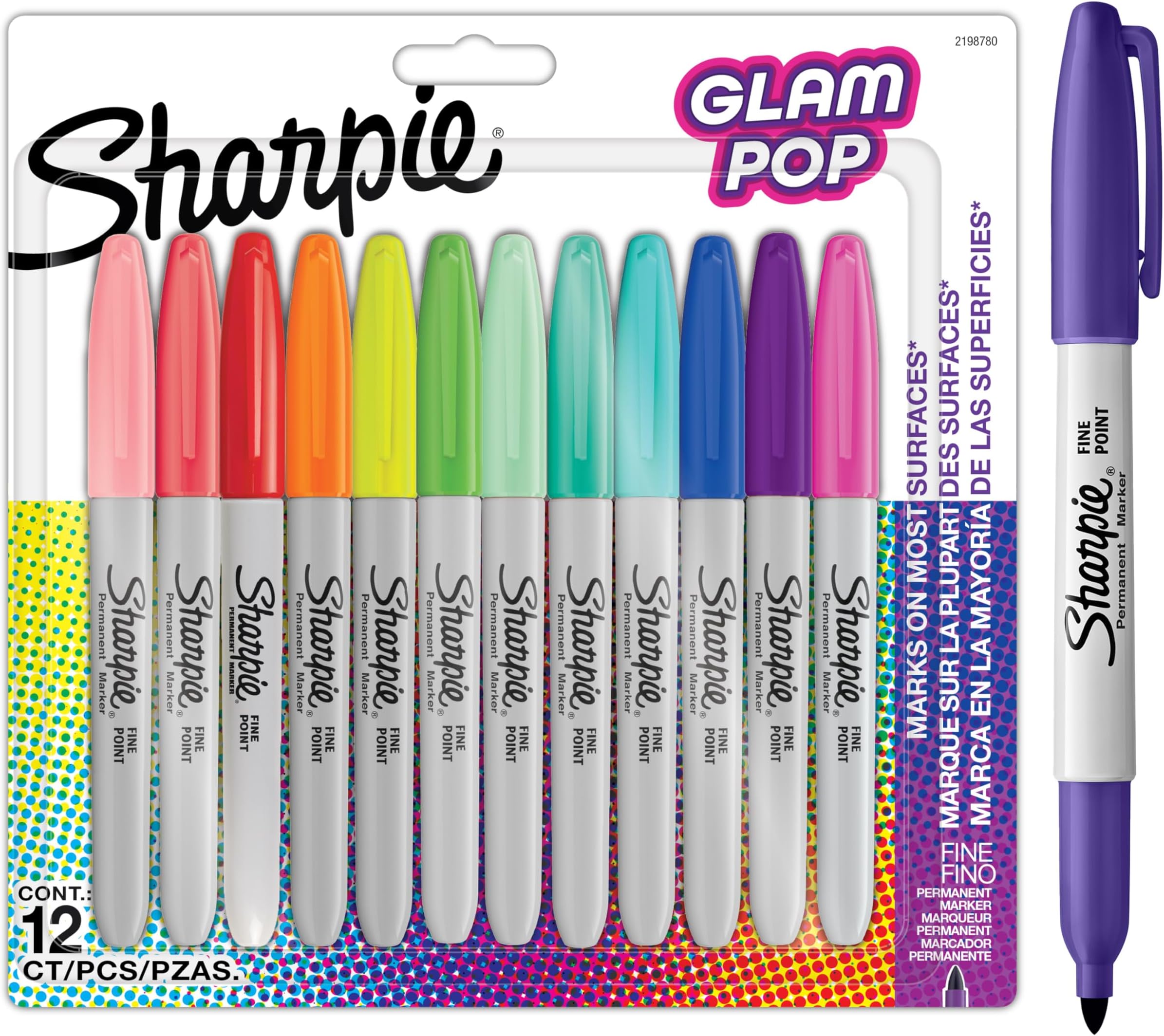 Amazon.com: SHARPIE Glam Pop Permanent Markers | Fine Point for Bold ...