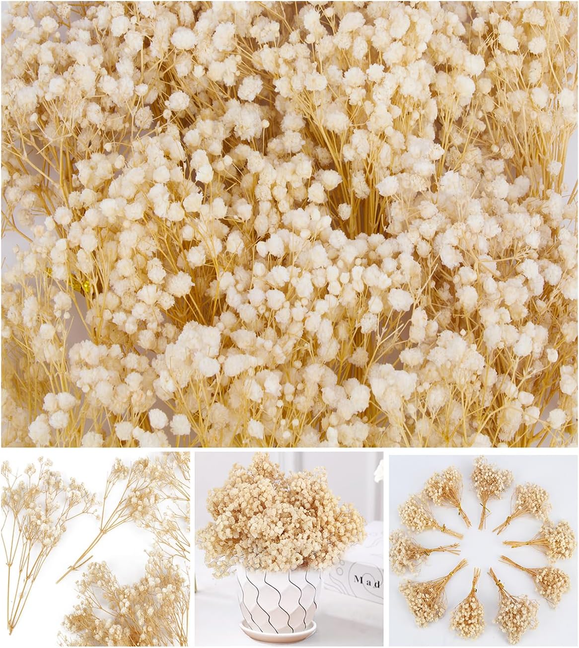Uhky 30 Pcs Mini Dried Baby's Breath Flowers-Real Natural Gypsophila ...
