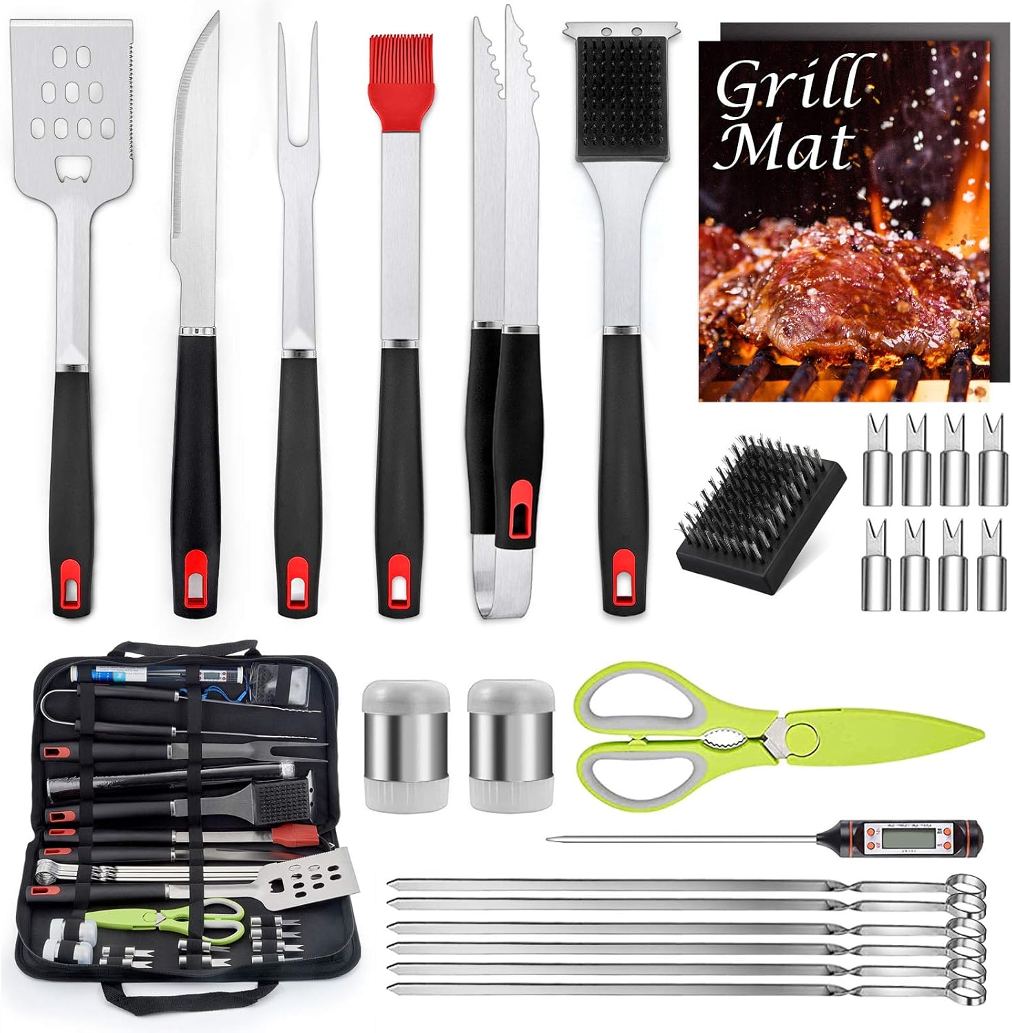 Amazon.com : HaSteeL Grill Utensil Set of 27, Heavy Duty Stainless ...