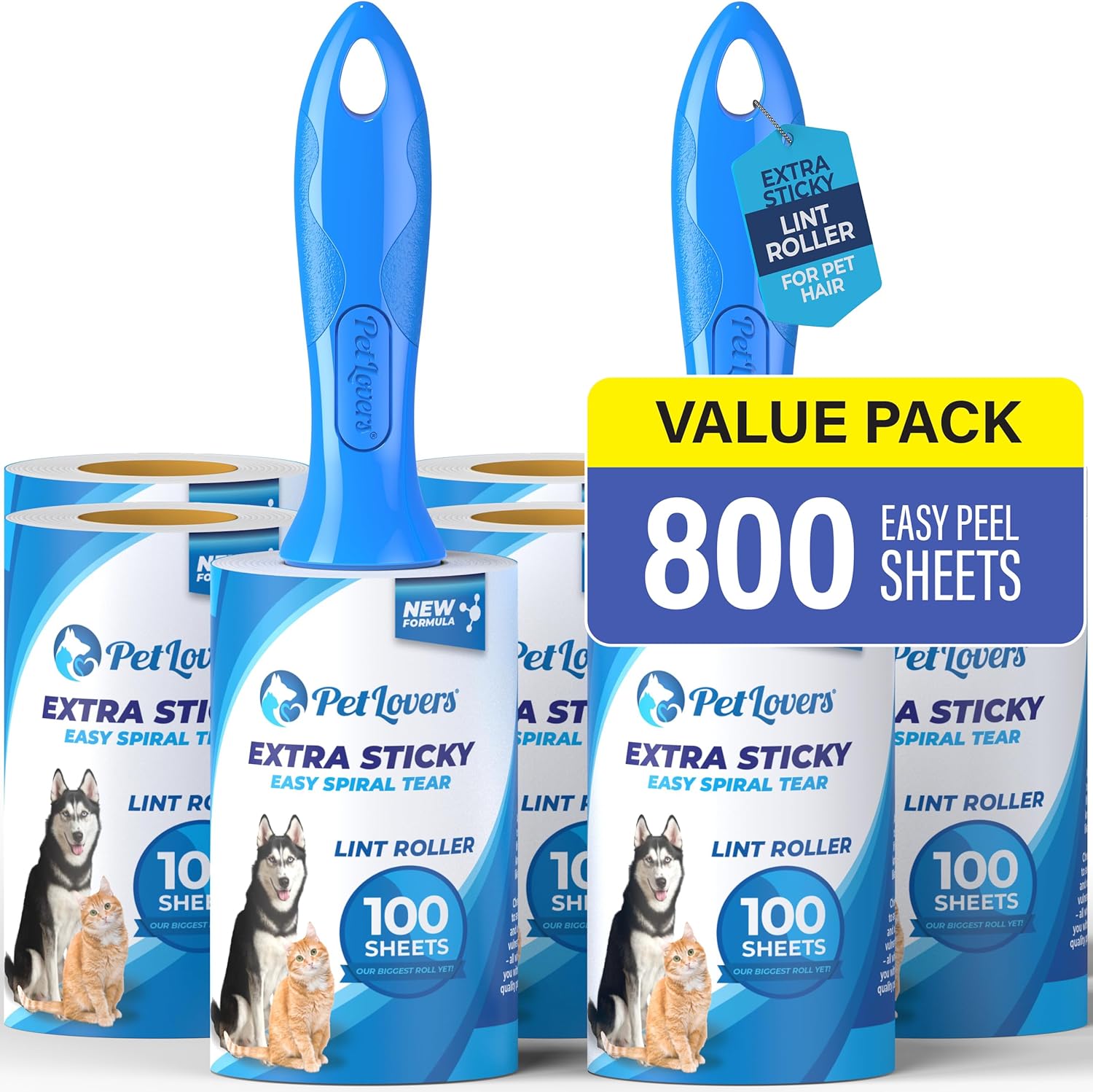 PetLovers Extra Sticky Lint Roller Ultimate Value Set 800 Sheets for ...