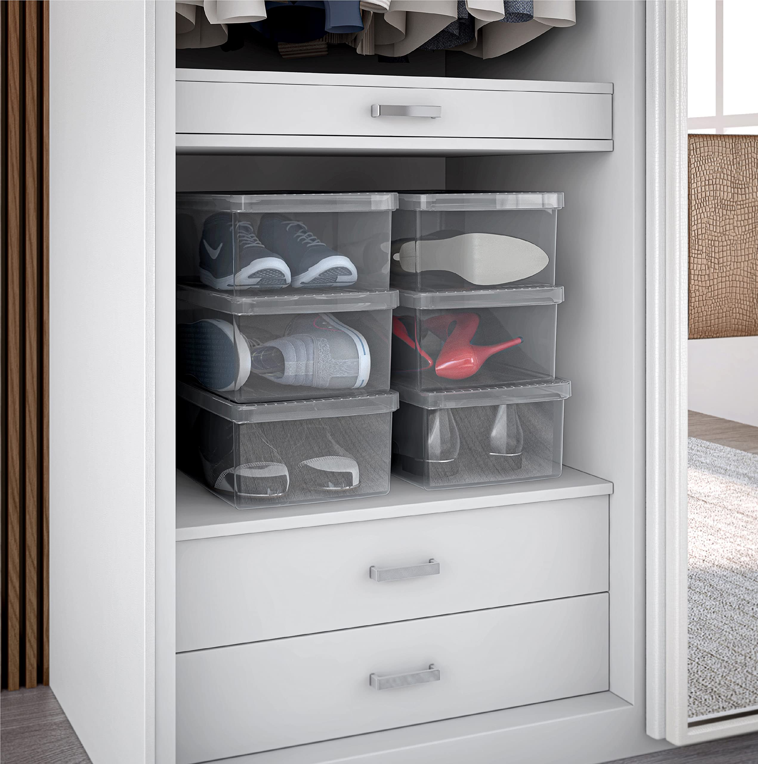 Conjunto de 6 Caixas para Sapato Shoe Box Tam M 35 a 38 Cristal ...