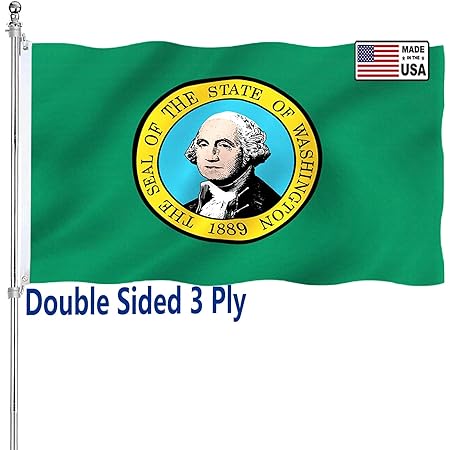 Amazon.com : Washington State Flag 3x5 Ft Double Sided Outdoor Heavy ...