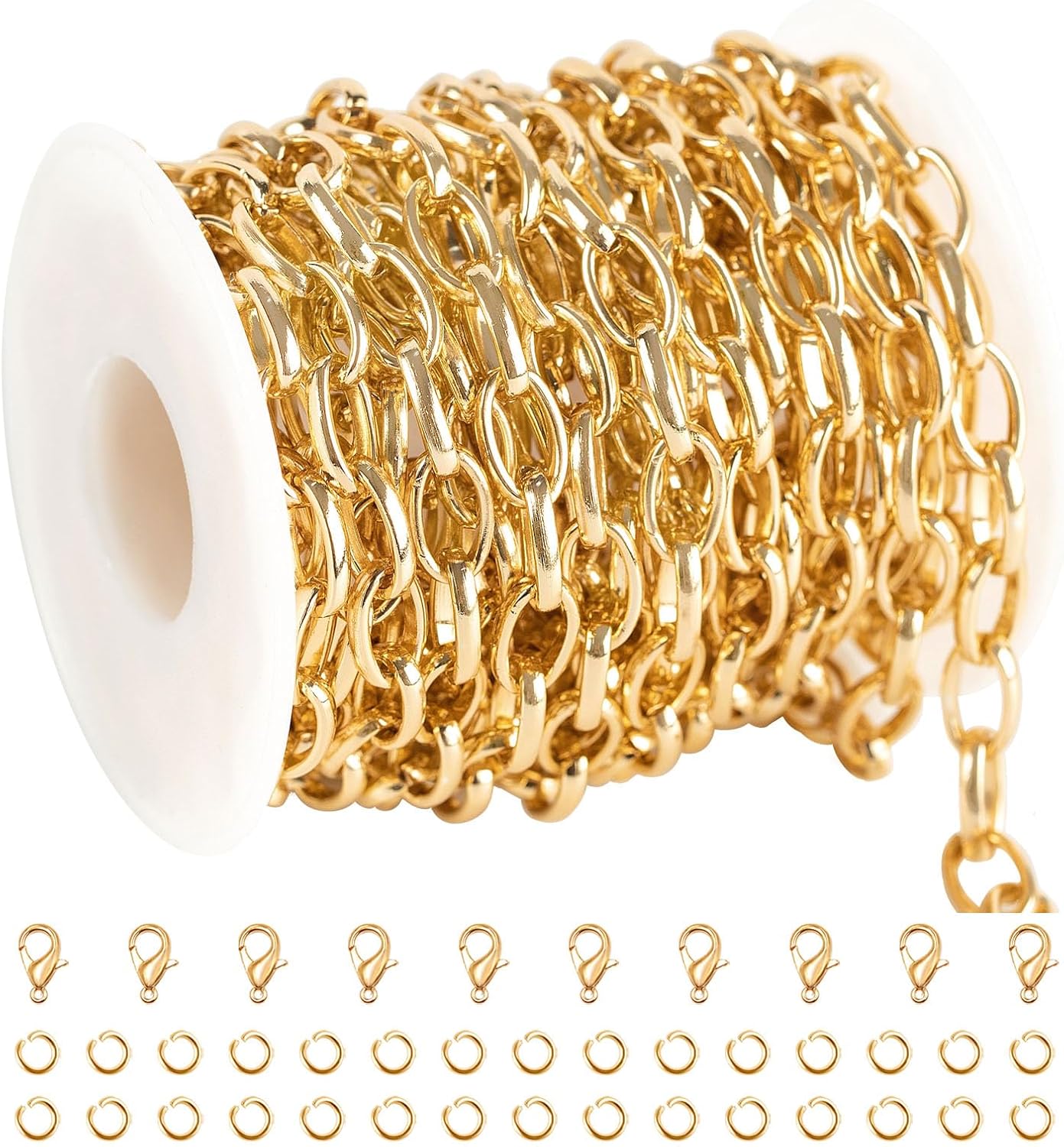 Amazon.com: YOUBEIYEE 16.4 Feet Oval Gold Aluminum Jewelry Making ...