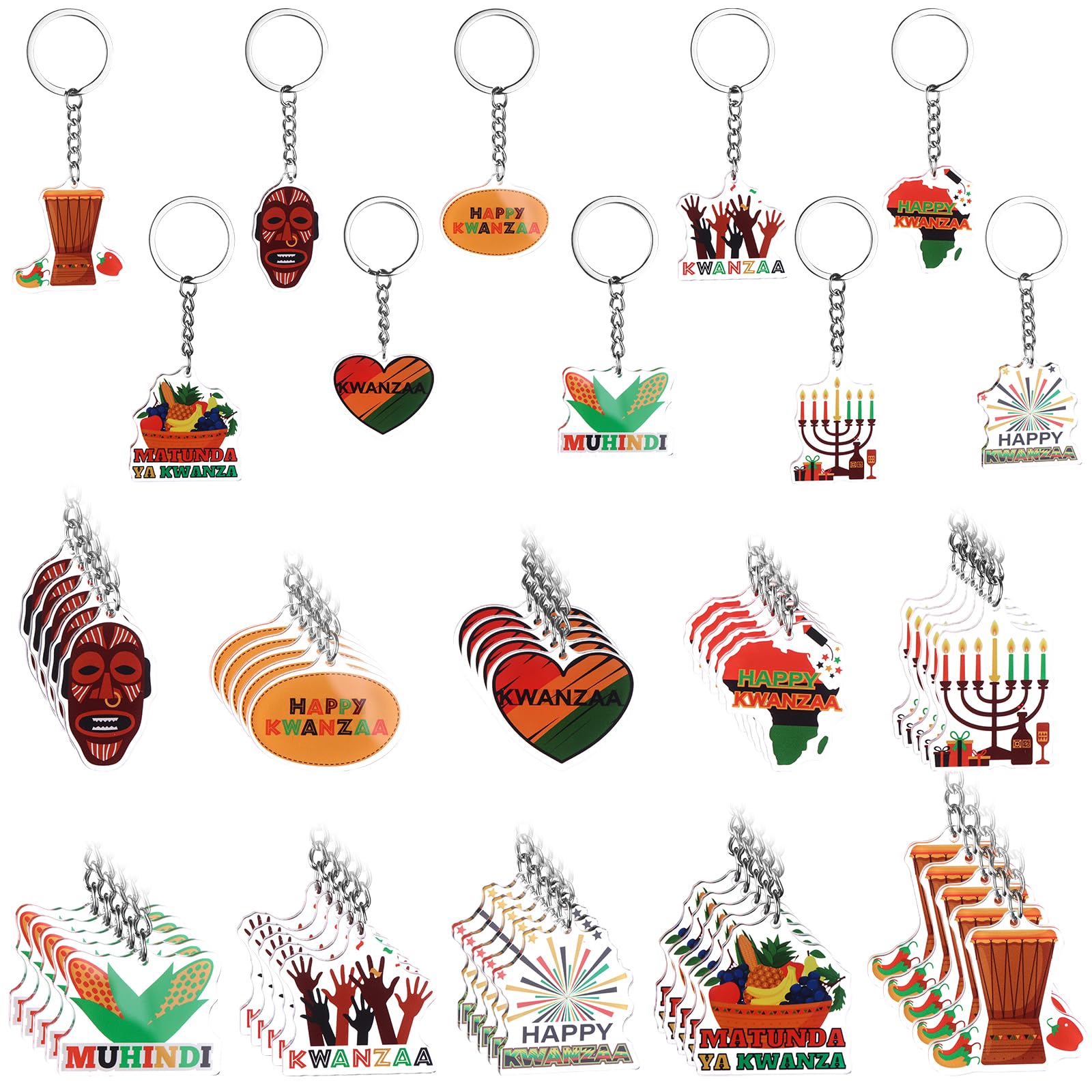 Amazon.com: uyakhom 50 Pcs Kwanzaa Keychain Bulk Presents Happy Kwanzaa ...