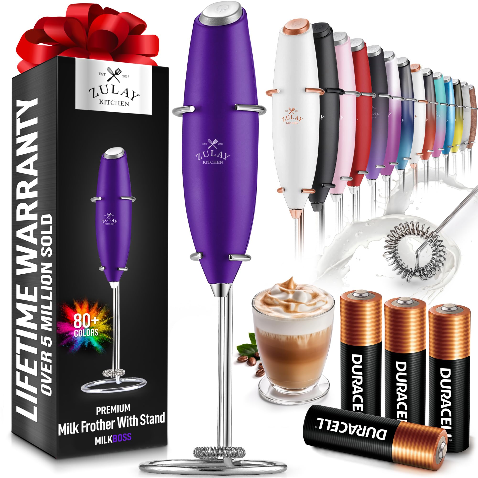 Amazon.com: Zulay Powerful Milk Frother (4 Duracell Batteries Included ...