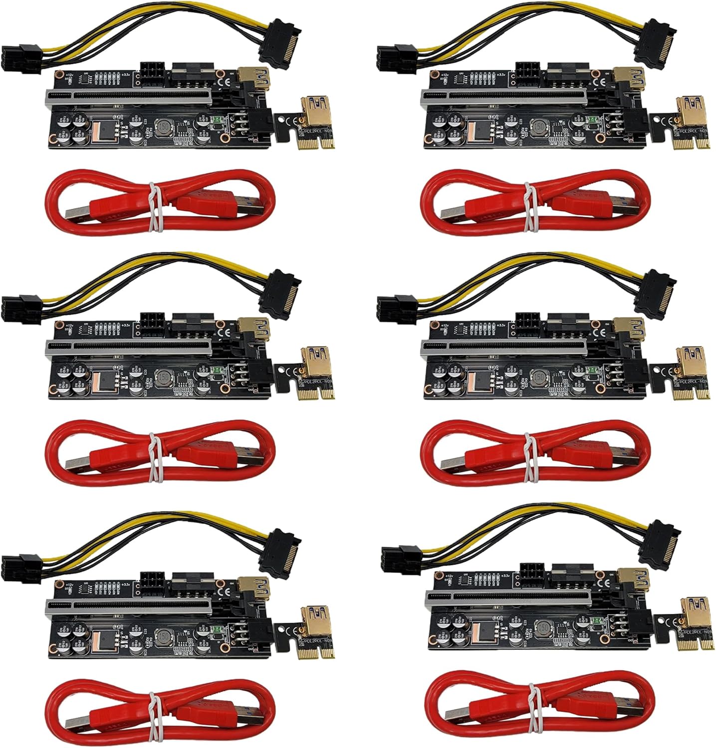 Amazon.com: Nerd Gearz 6 Pack PCI-E 16X to 1X GPU VER010S Plus Riser ...