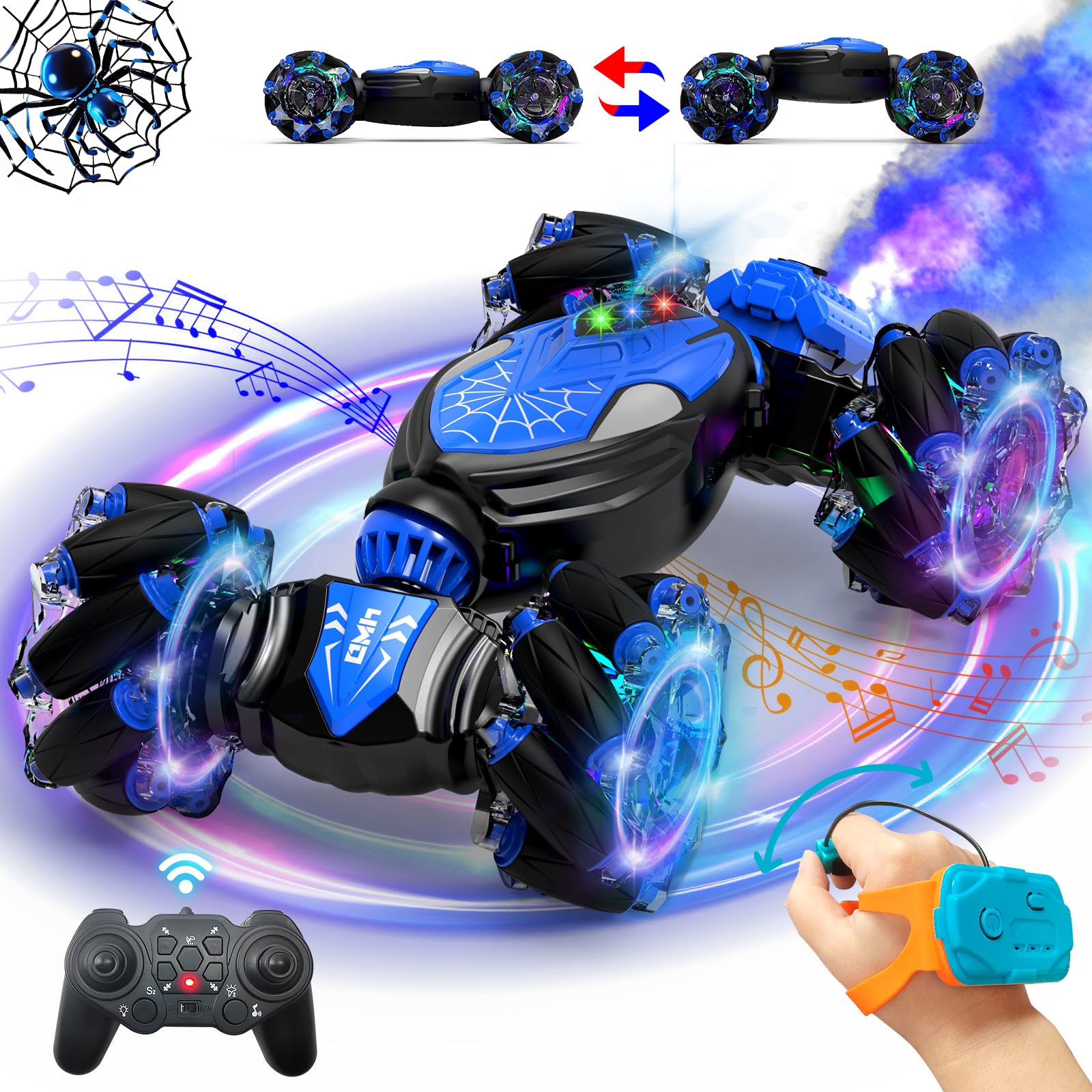 Amazon.com: Stunt Remote Control Car Toys: Gesture Sensing 4WD Car 360 ...