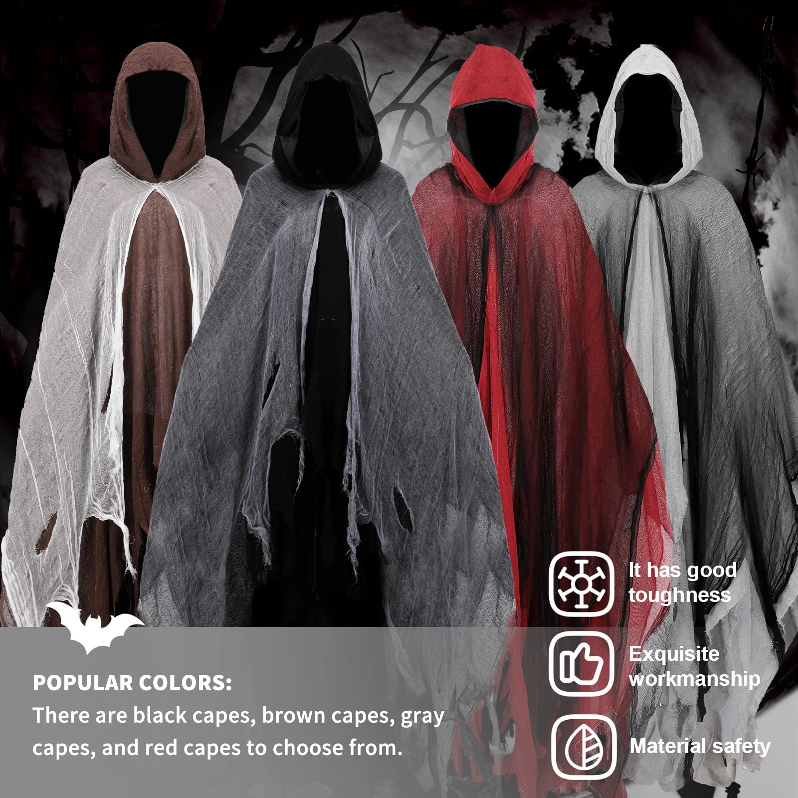 Joyincoser Hooked Cloak Medieval Renaissance Gothic Wizard Cape Death ...