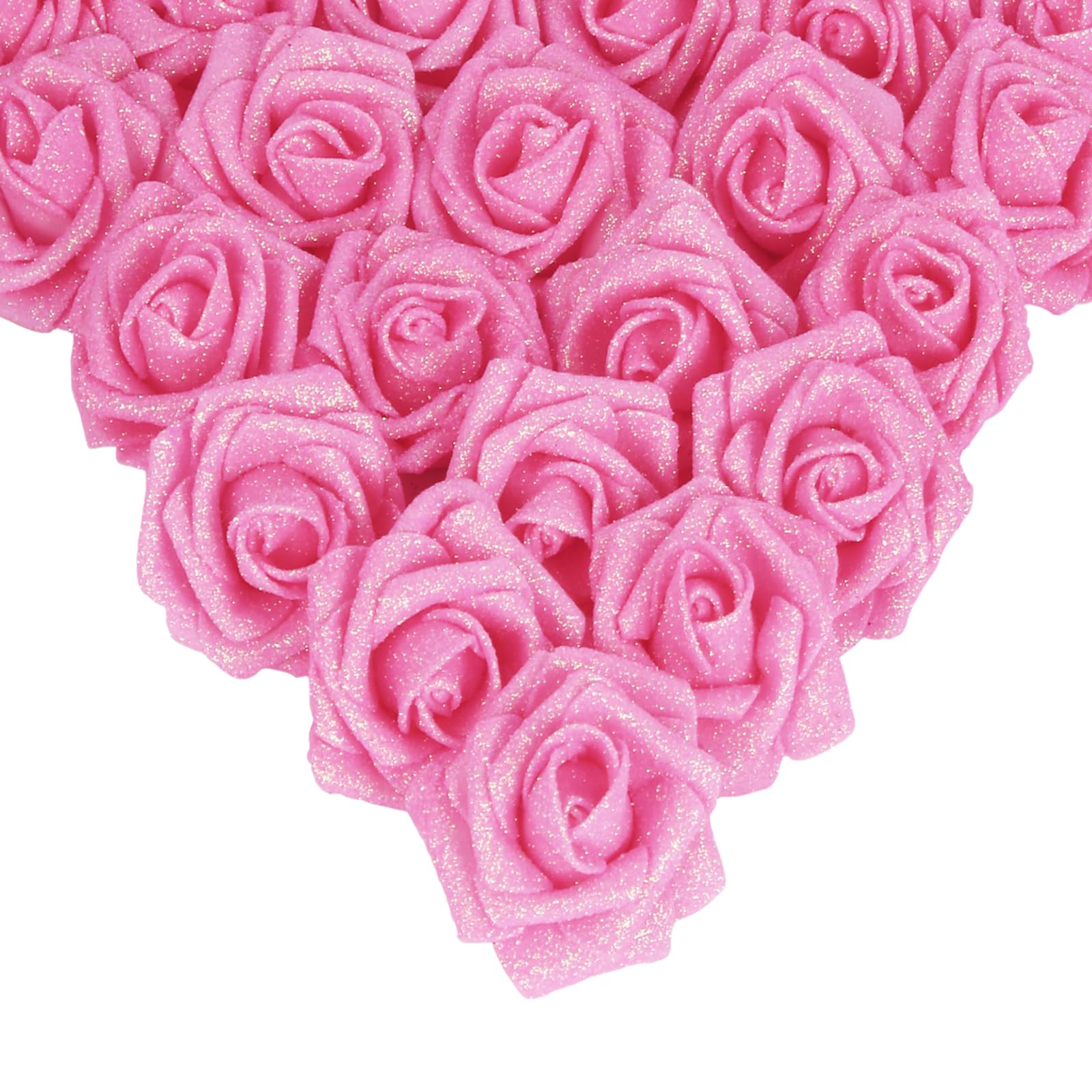 Amazon.com: IPOPU Pink Glitter Roses,25PCS Fake Roses Sparkle Roses ...