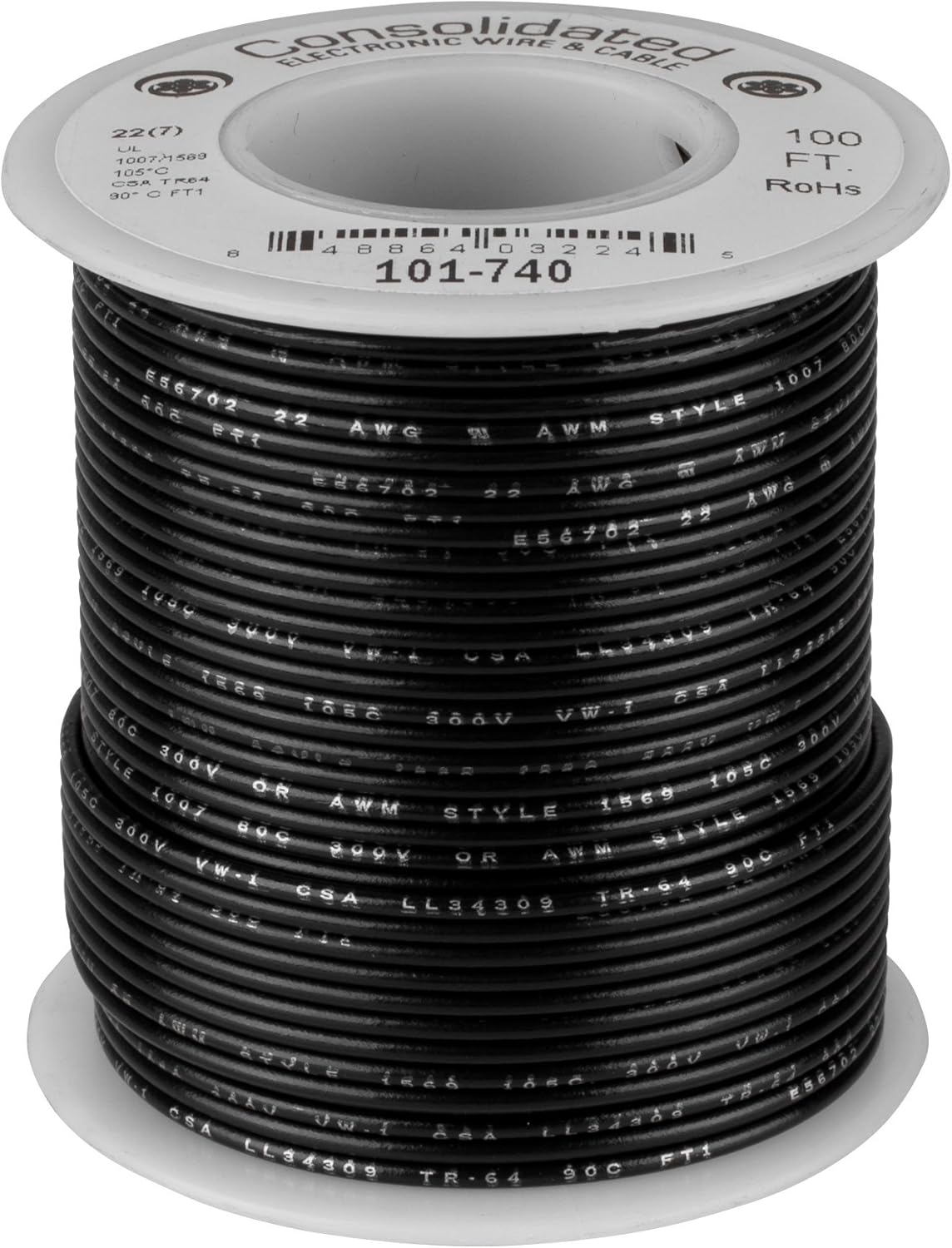Consolidated 22 AWG Black Stranded Hook-Up Wire 100 ft. - Amazon.com