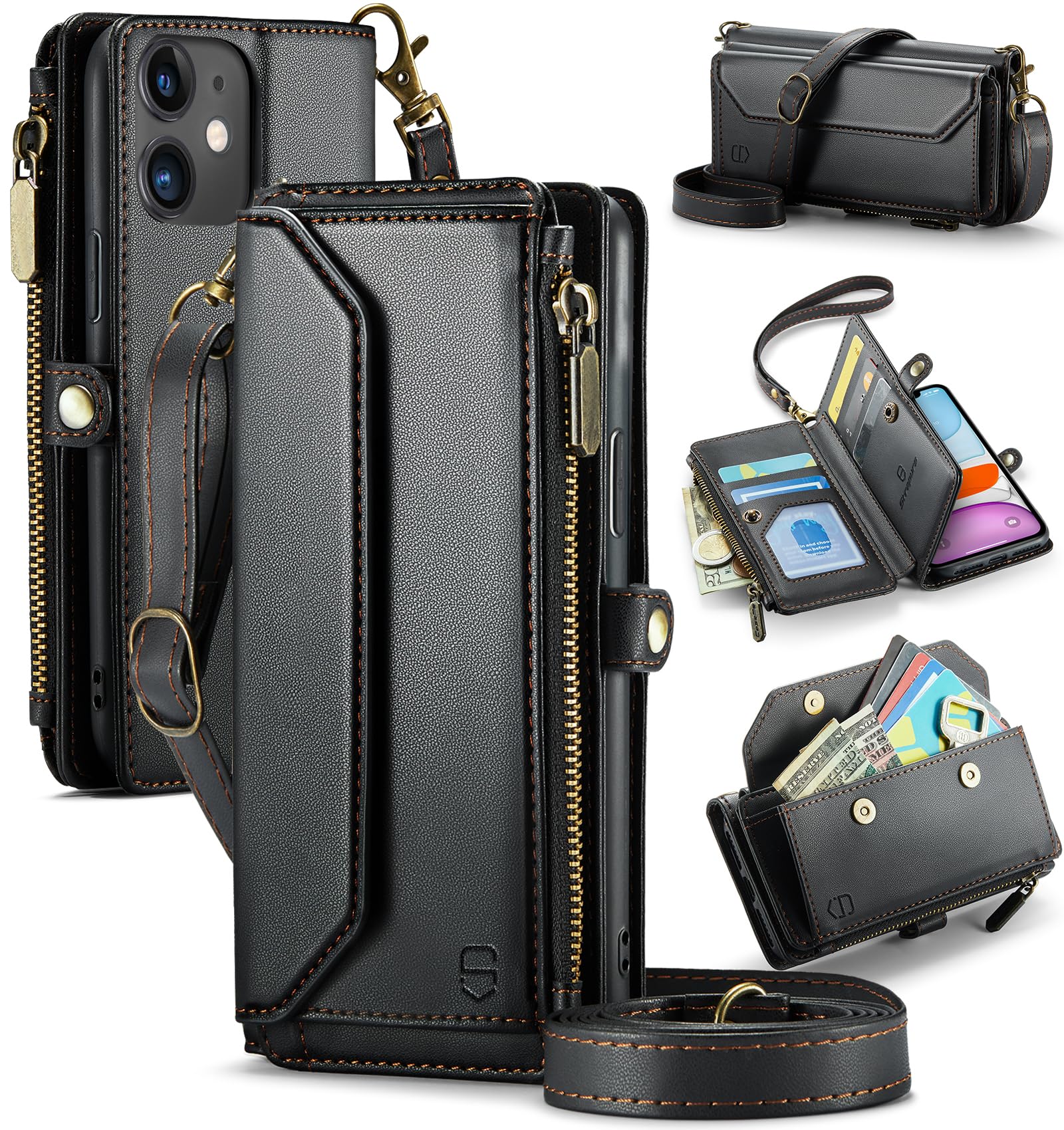 Amazon.com: Strapurs Crossbody Wallet Case Compatible with iPhone 11 ...