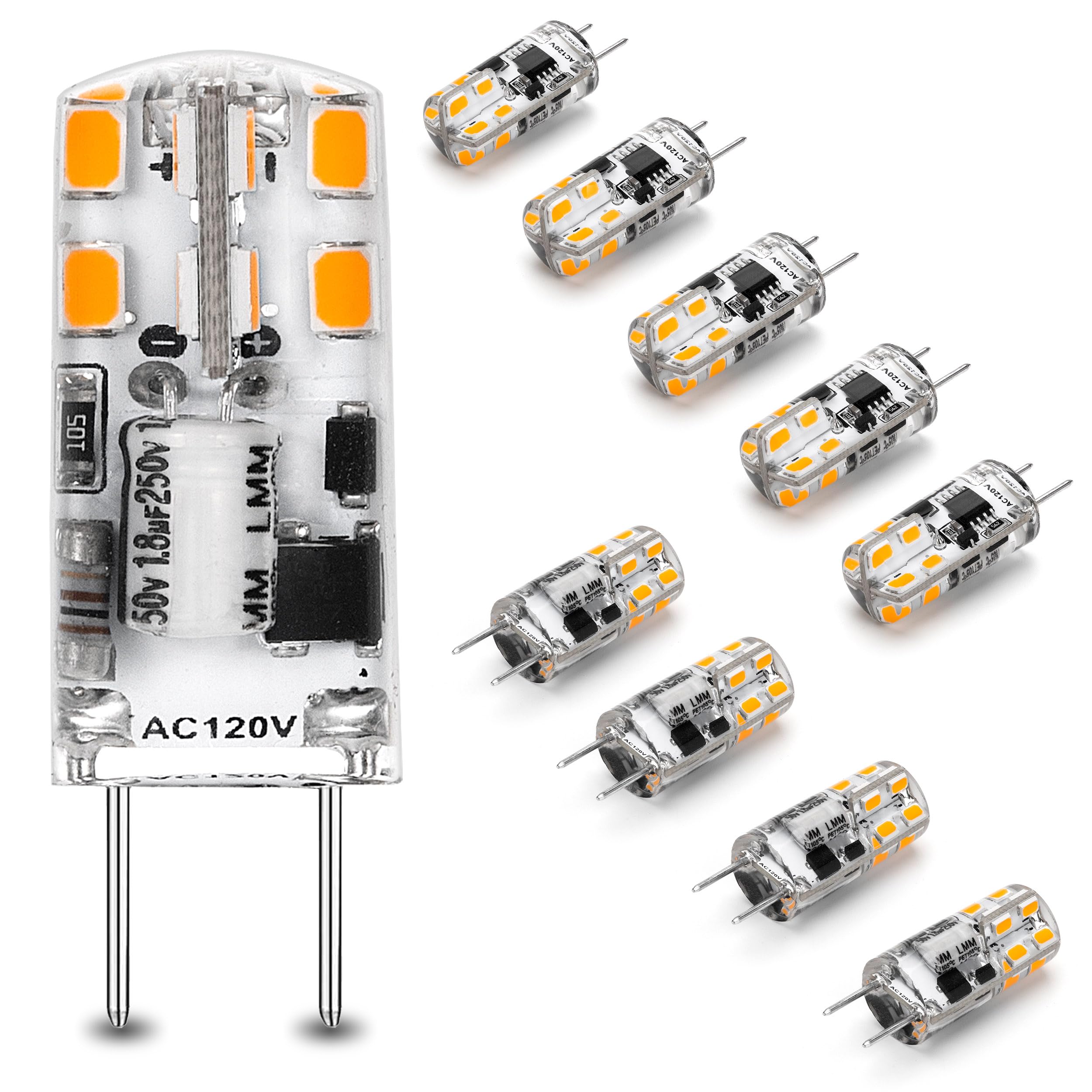 Heifymi Dimmable G8 LED Light Bulbs 3W Equivalent 20W 25W Halogen 2700K ...