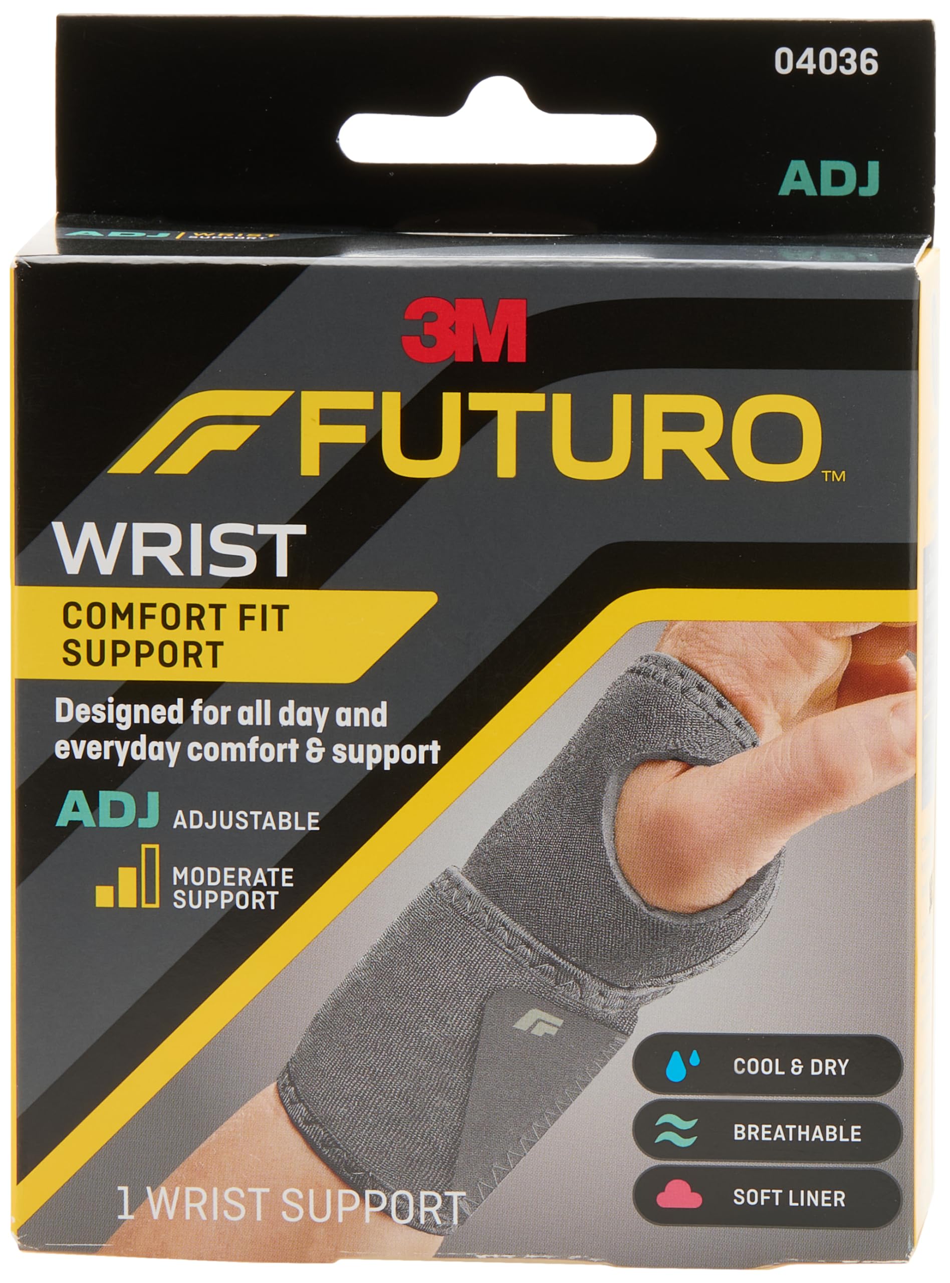 Futuro Comfort Fit Adjustable Wrist Support, Grey, One Size : Amazon ...