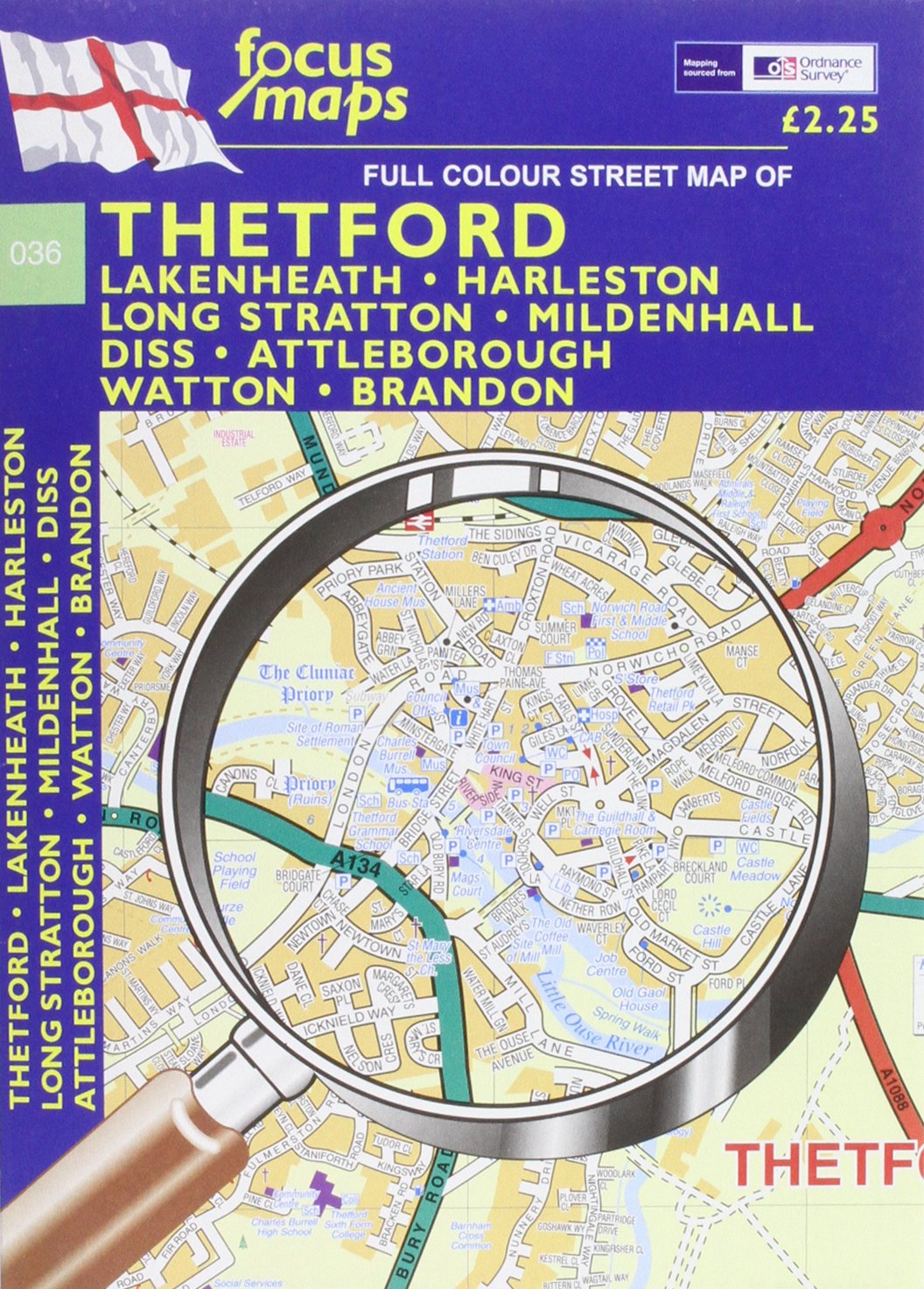 Full Colour Street Map of Thetford: Lakenheath - Harleston - Long ...