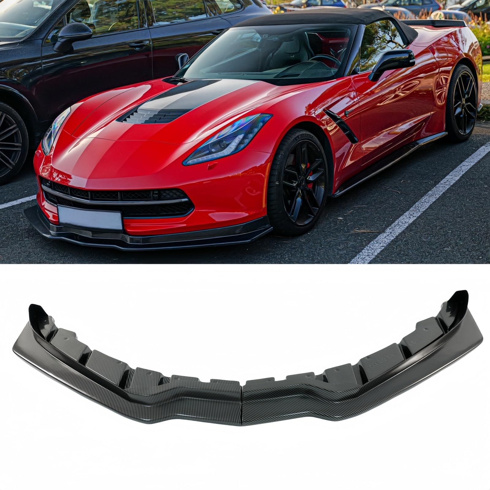 Amazon.com: sosega Front Lip Carbon Fiber Print 2Pcs for Chevrolet ...