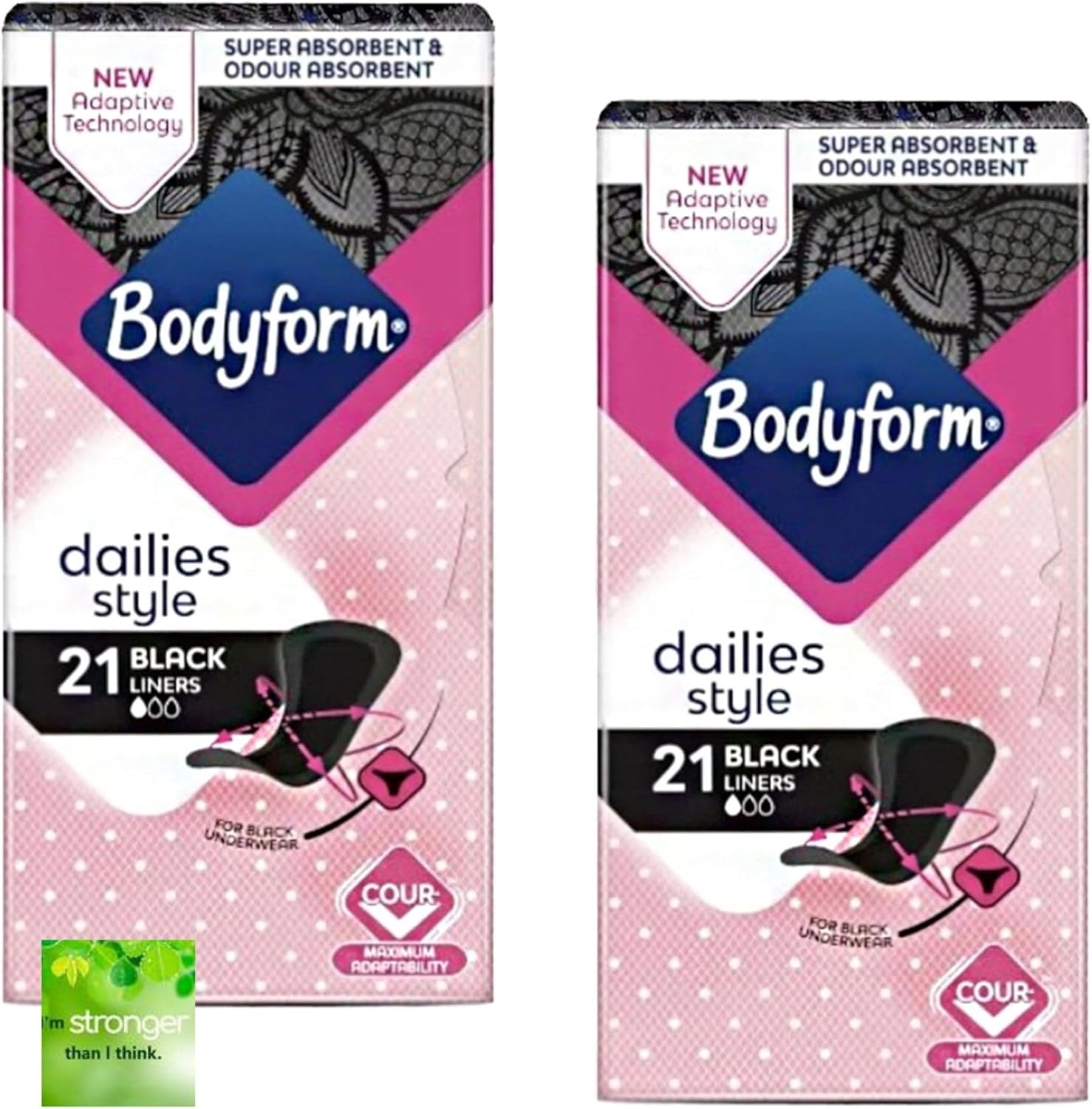Bodyform Dailies Black Panty Liners for Women Designed for Black ...