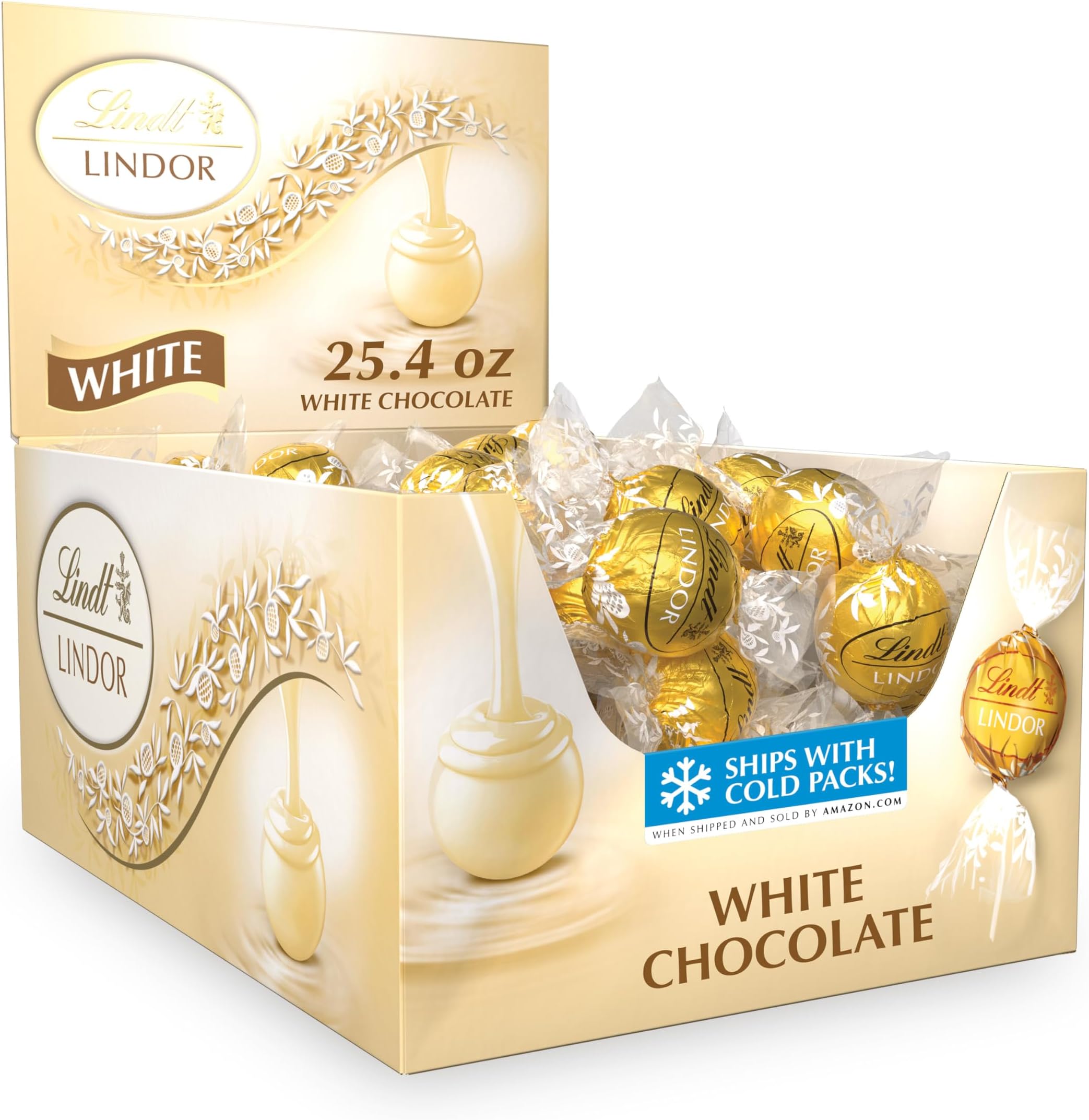Amazon.com: Lindt LINDOR White Chocolate Candy Truffles, White ...