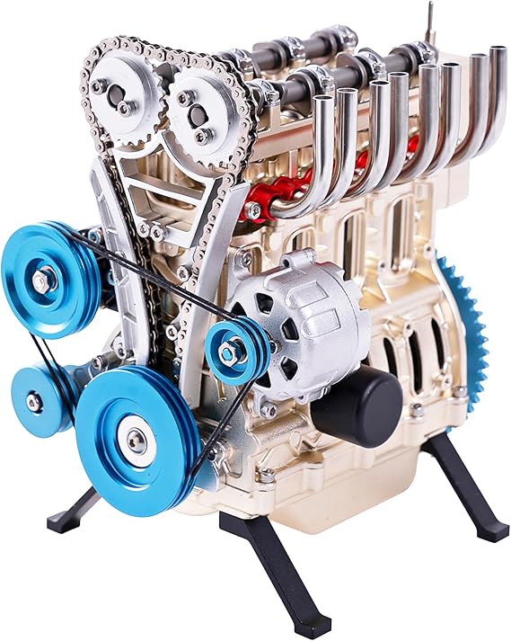 Amazon.com: Teching 4 Cylinder Full Metal Model Engine Assembly Kit ...