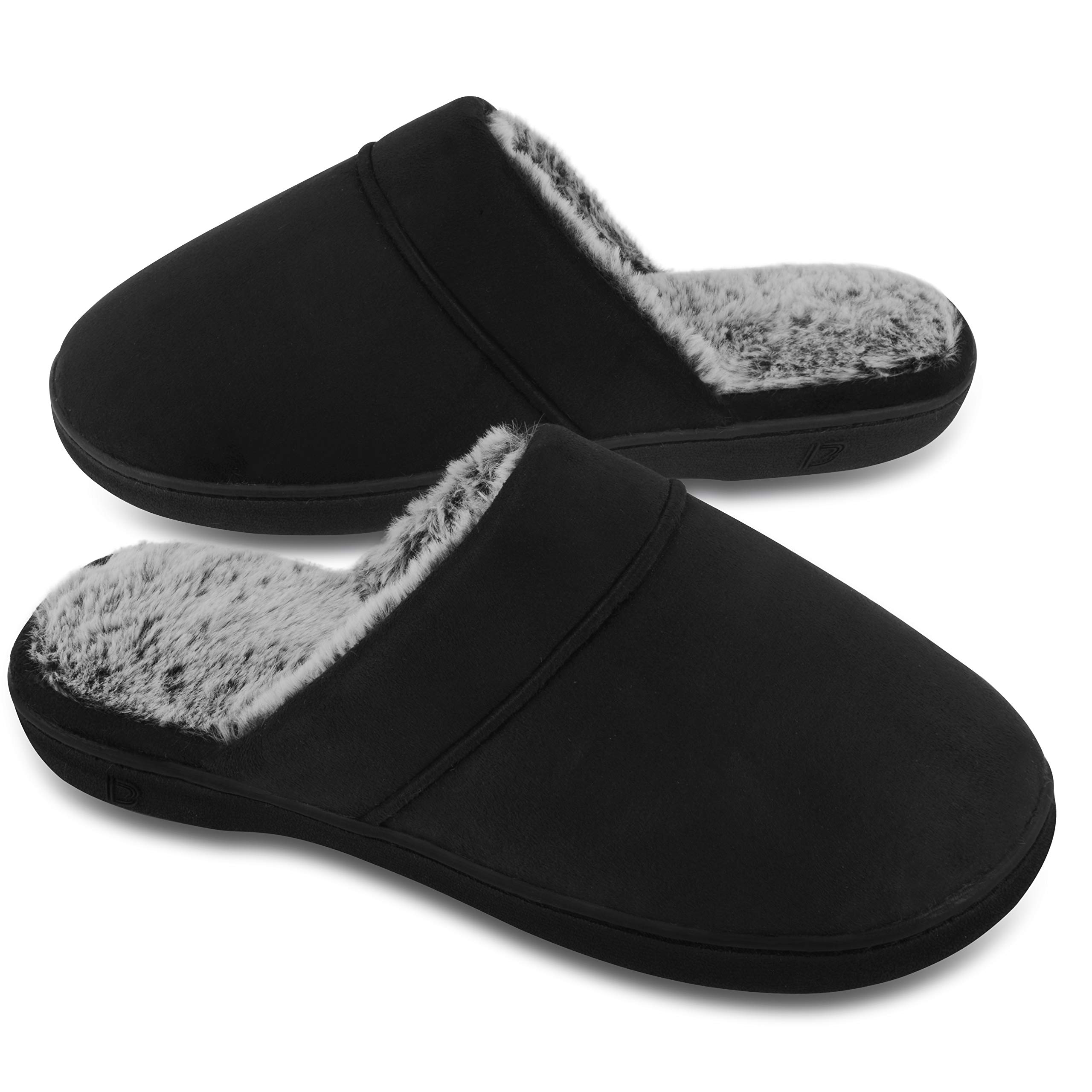 Amazon.com | DL Men's Memory Foam Slippers with Fuzzy Plush Lining ...