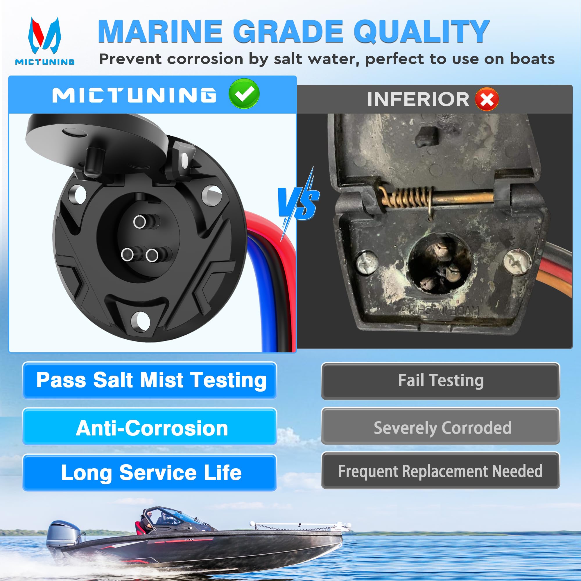 Snapklik.com : 3-Wire Trolling Motor Plug & Receptacle, 12-24V 10 AWG ...