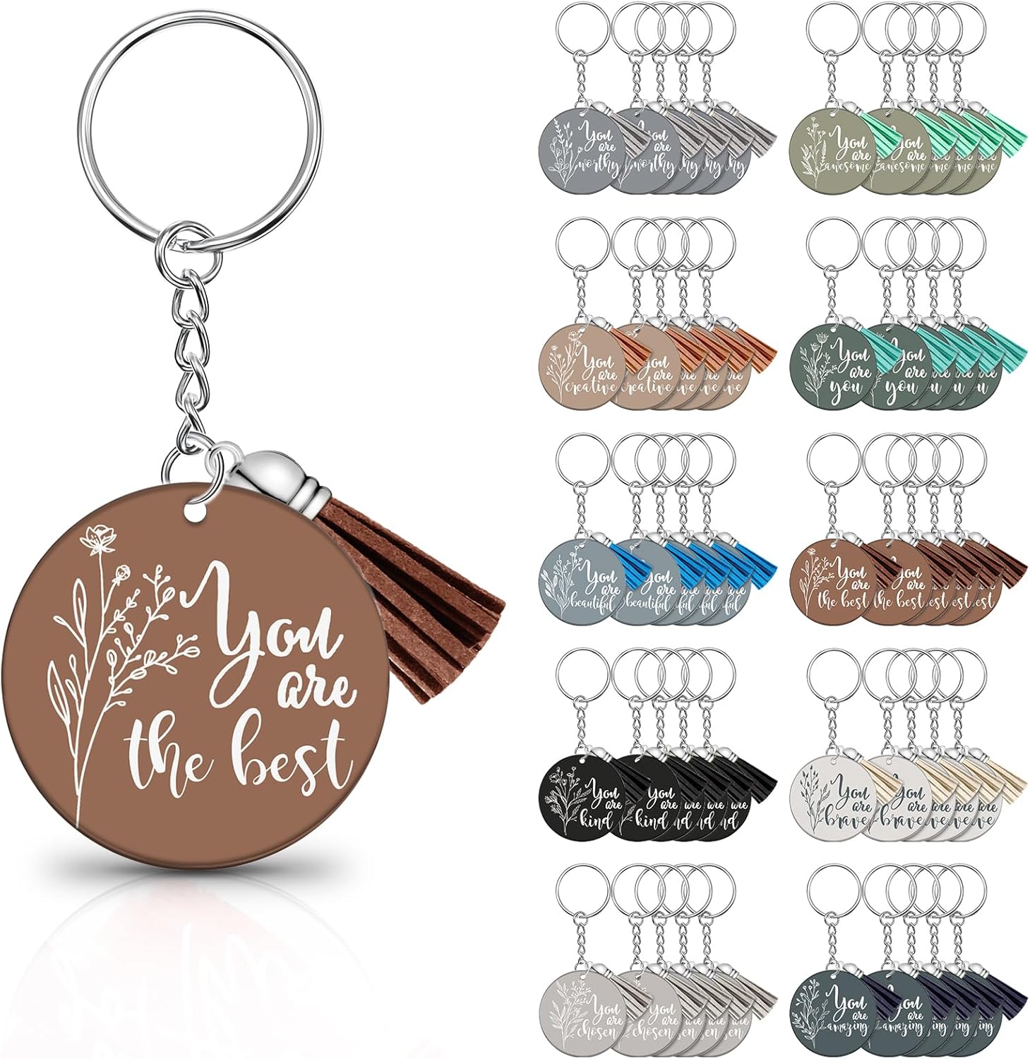Amazon.com: Unittype 50 Pcs Inspirational Keychains Bulk Thank You ...