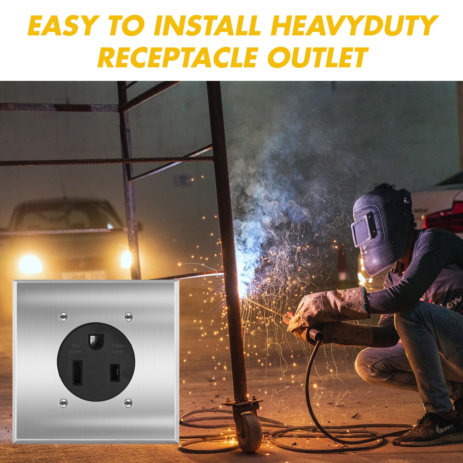 Snapklik.com : 50 Amp 250V NEMA 6-50R Power Outlet, Heavy-Duty 50A Receptacle, For Welders ...