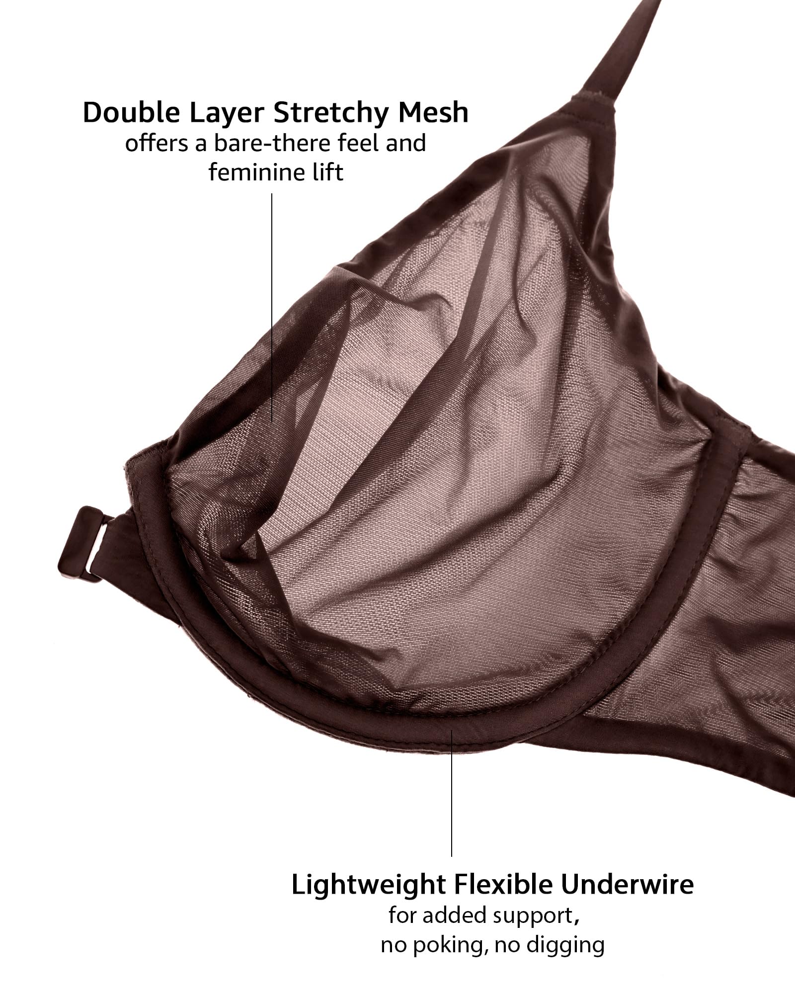 Snapklik.com : INLYRIC Womens Mesh Front Closure Bras Unlined Sheer ...