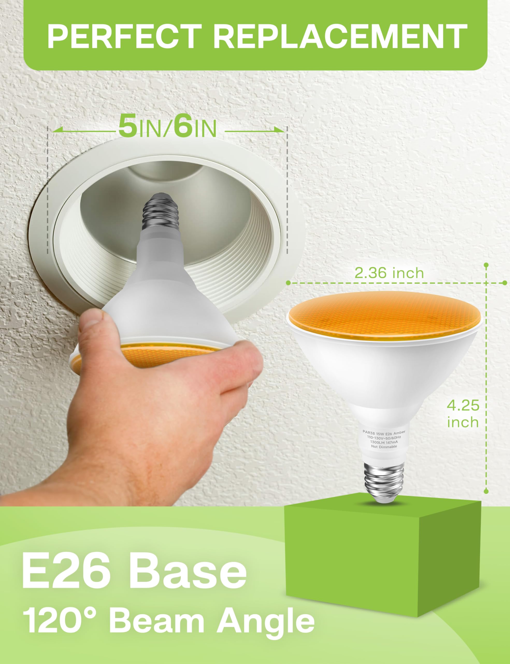 Snapklik.com : Yellow LED Bug Light Bulbs, 150W Equivalent Flood Light ...