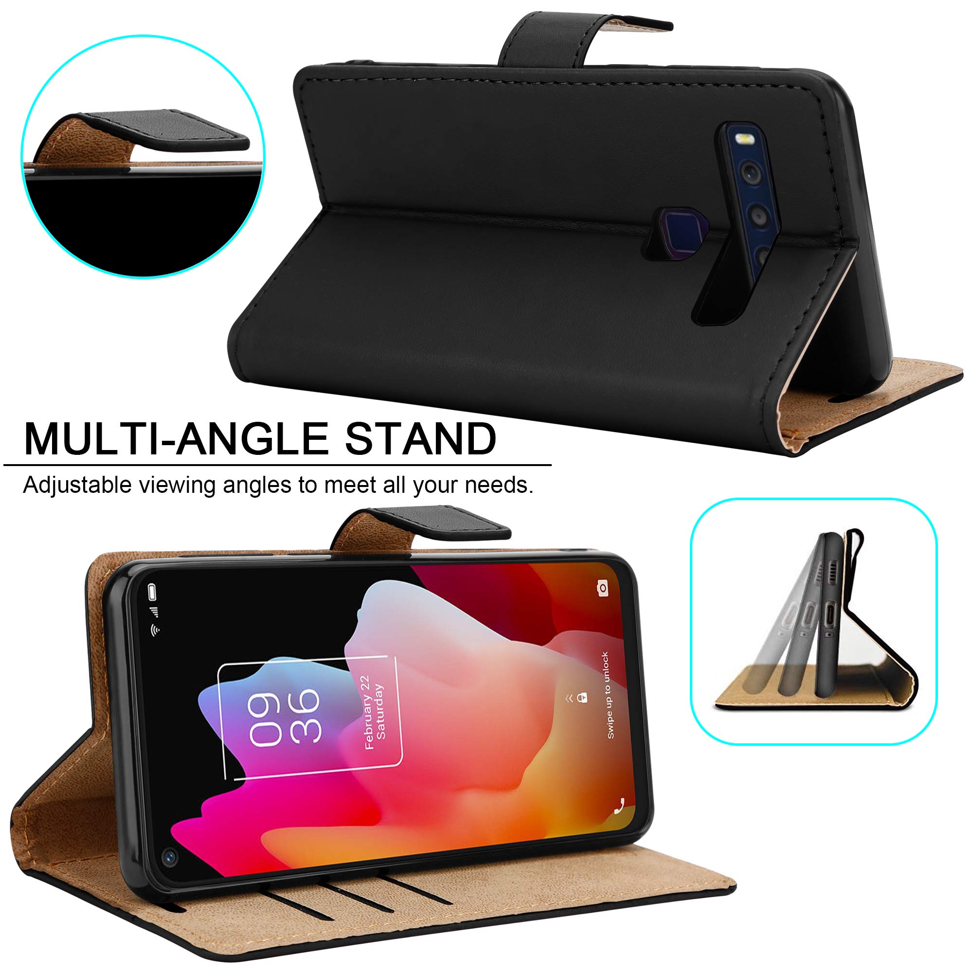 For TCL 305 306 403 405 406 20 SE 40R Case Leather Wallet Flip Stand ...