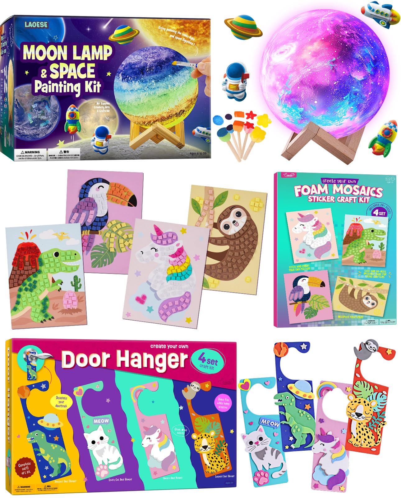 Amazon.com: LAOESE Creative DIY Craft Kits for Kids: Paint Your Own ...