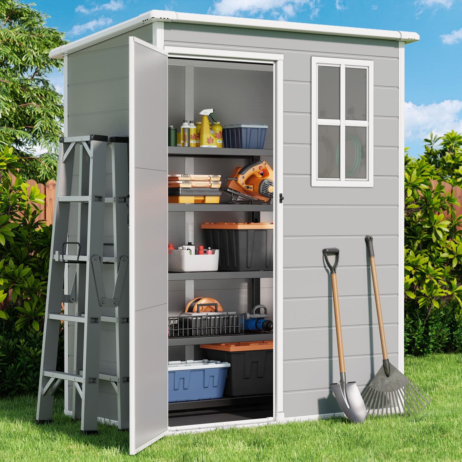Amazon.com : Gizoon 5x3 FT Outdoor Storage Shed, Resin Sheds & Outdoor ...