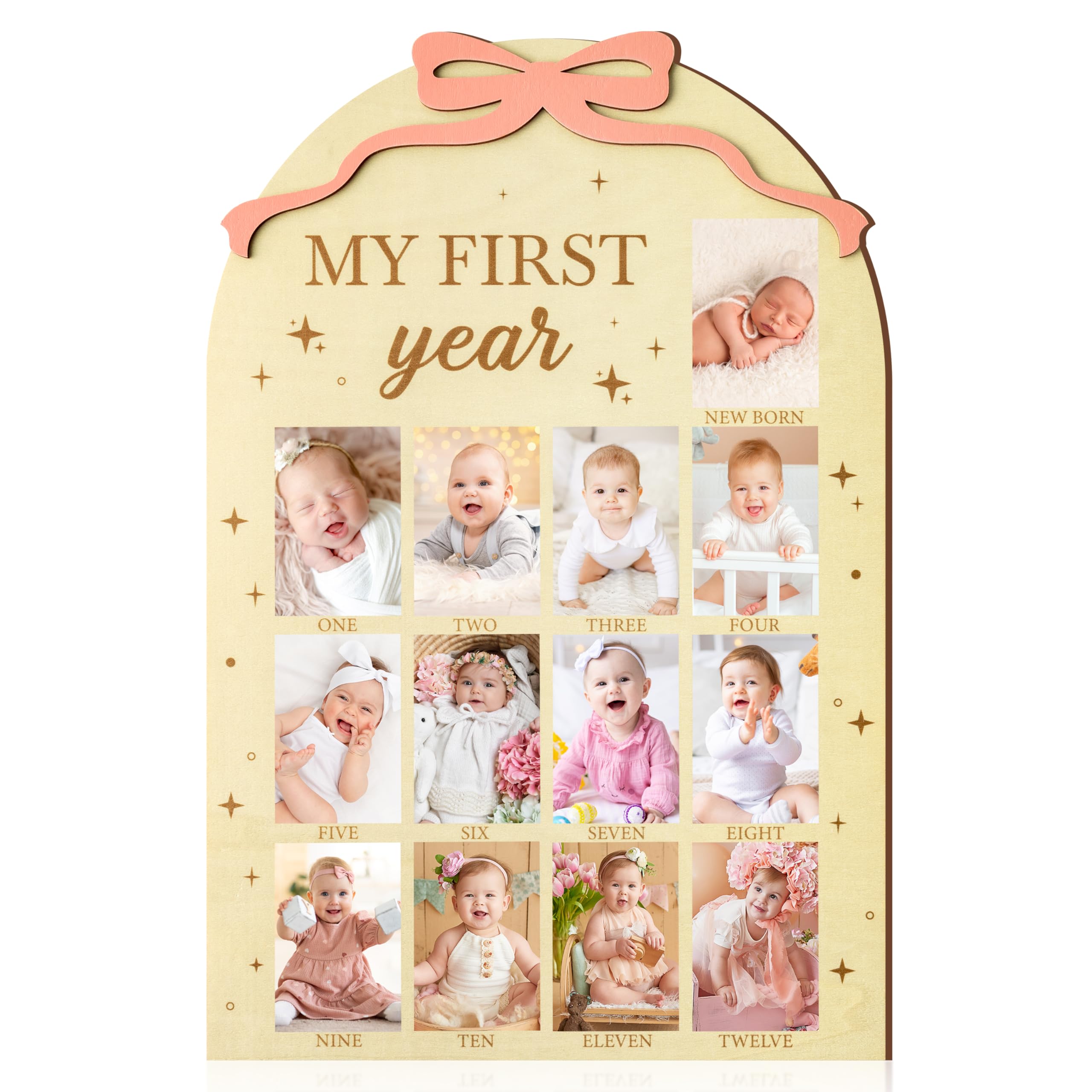 Snapklik.com : My First Year Photo Frame Board, 3D Coquette Pink Bow ...