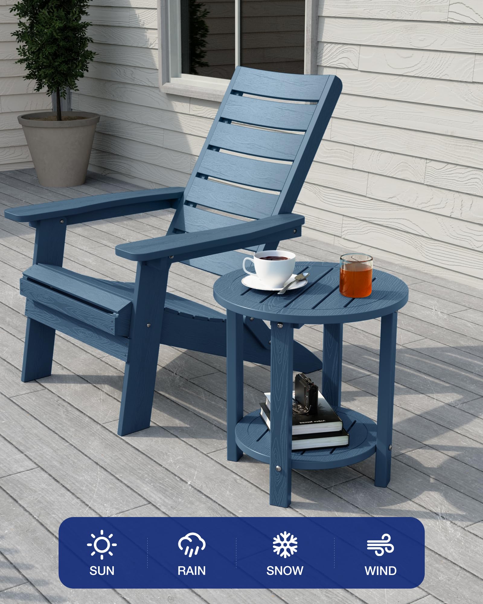 Snapklik.com : YEFU Outdoor Side Table For Patio: 16in HIPS Small Round ...
