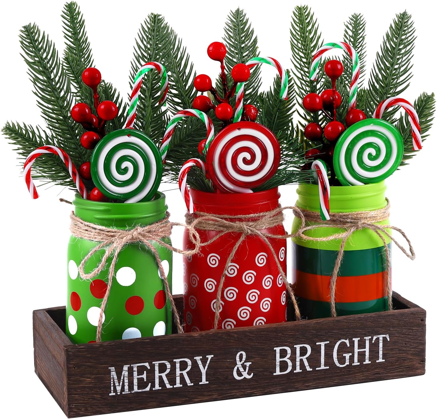Amazon.com: DIYDEC Christmas Mason Jars 3 * 5Inch Xmas Centerpieces for ...