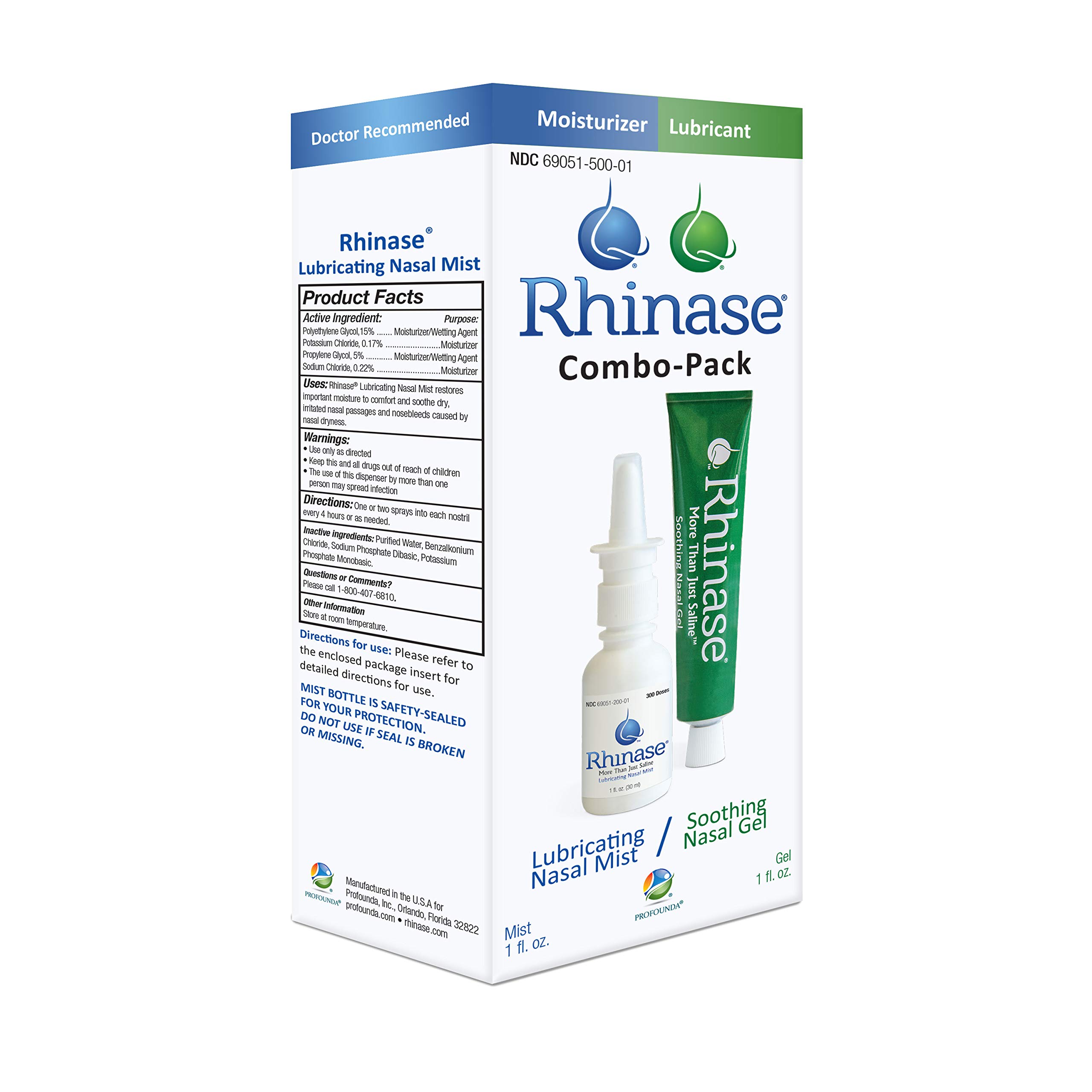 Rhinase (Nasal Gel 1 oz and Saline Nasal Spray 1 oz) Combo Pack for Dry ...