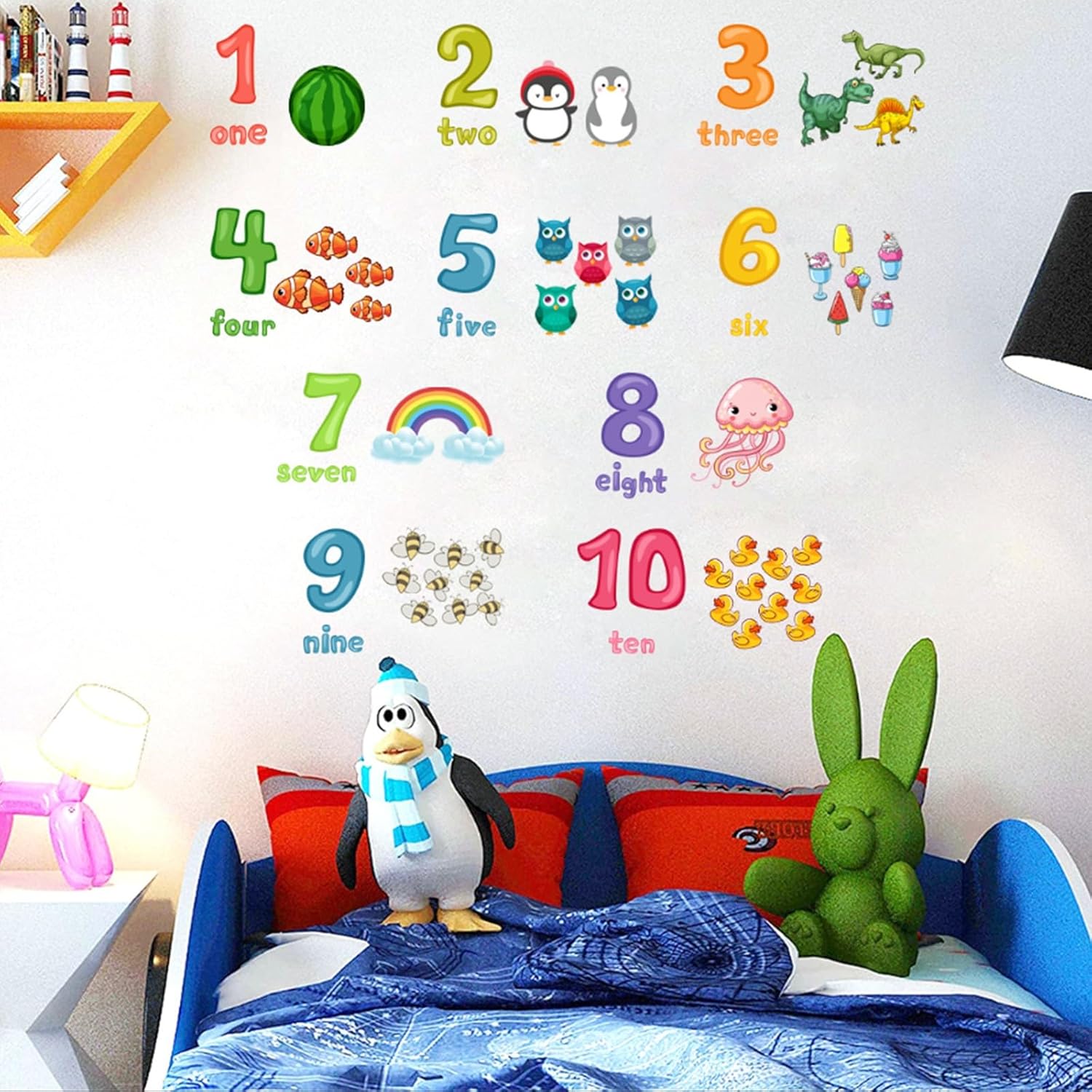 CheeseandU Numbers Wall Stickers Removable Peel & Stick Numbers 1-10 ...