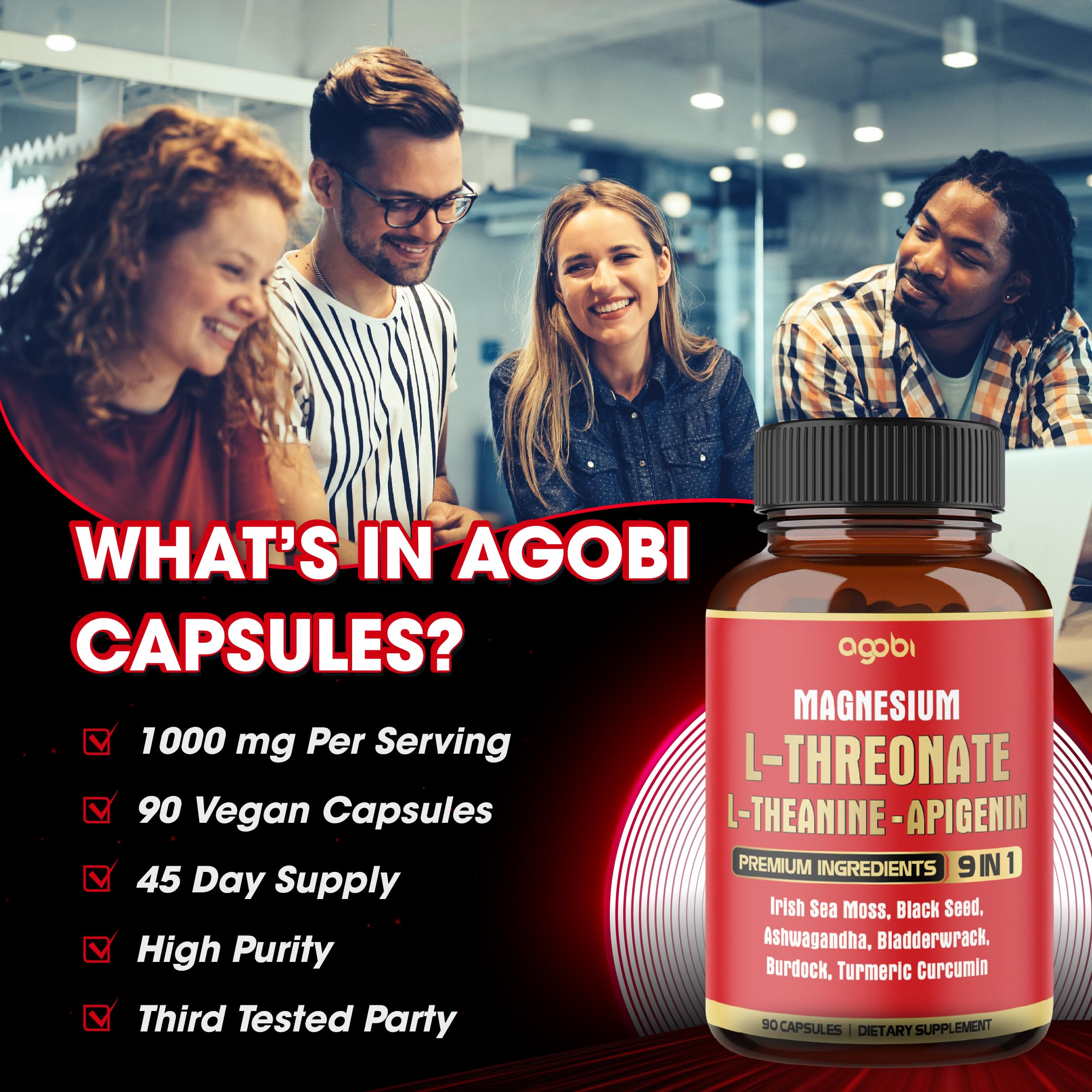 Snapklik.com : Agobi Magnesium L-Threonate Capsules Blend W L-Theanine ...