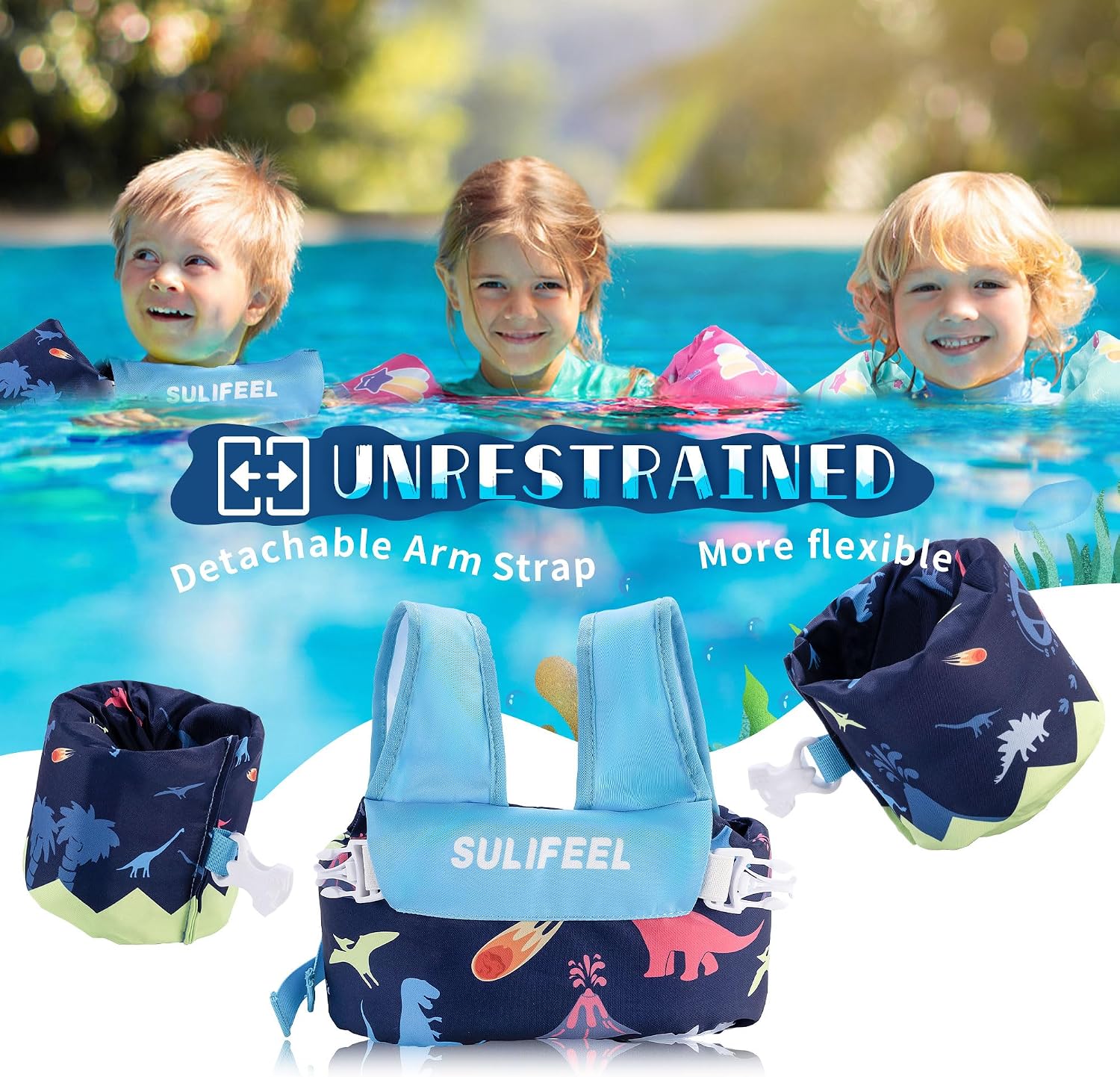 Kids Life Jacket SULIFEEL Kids Swim Vest - No-Inflation Floatie With ...
