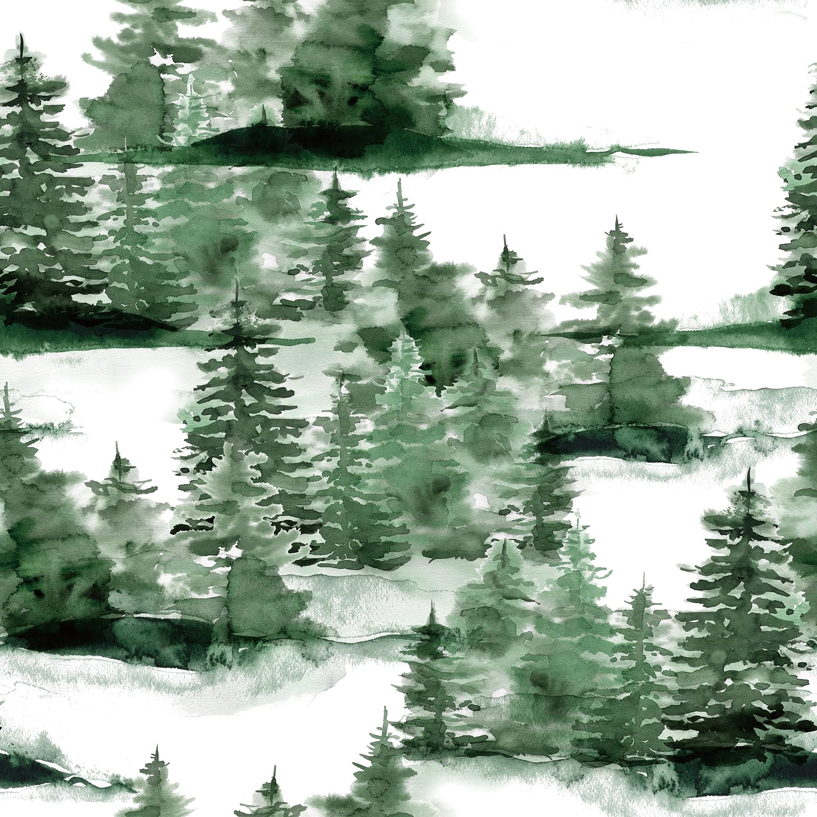 Livelynine Forest Green Wallpaper Peel and Stick Removable Watercolor ...