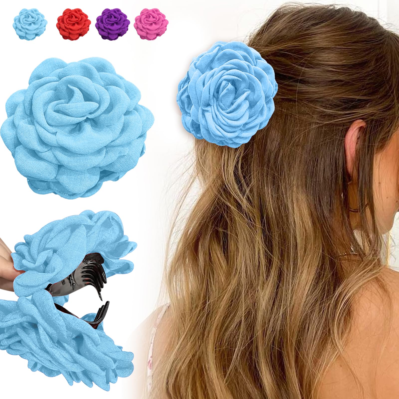 pinzas pelo mujer flor azul – belleza