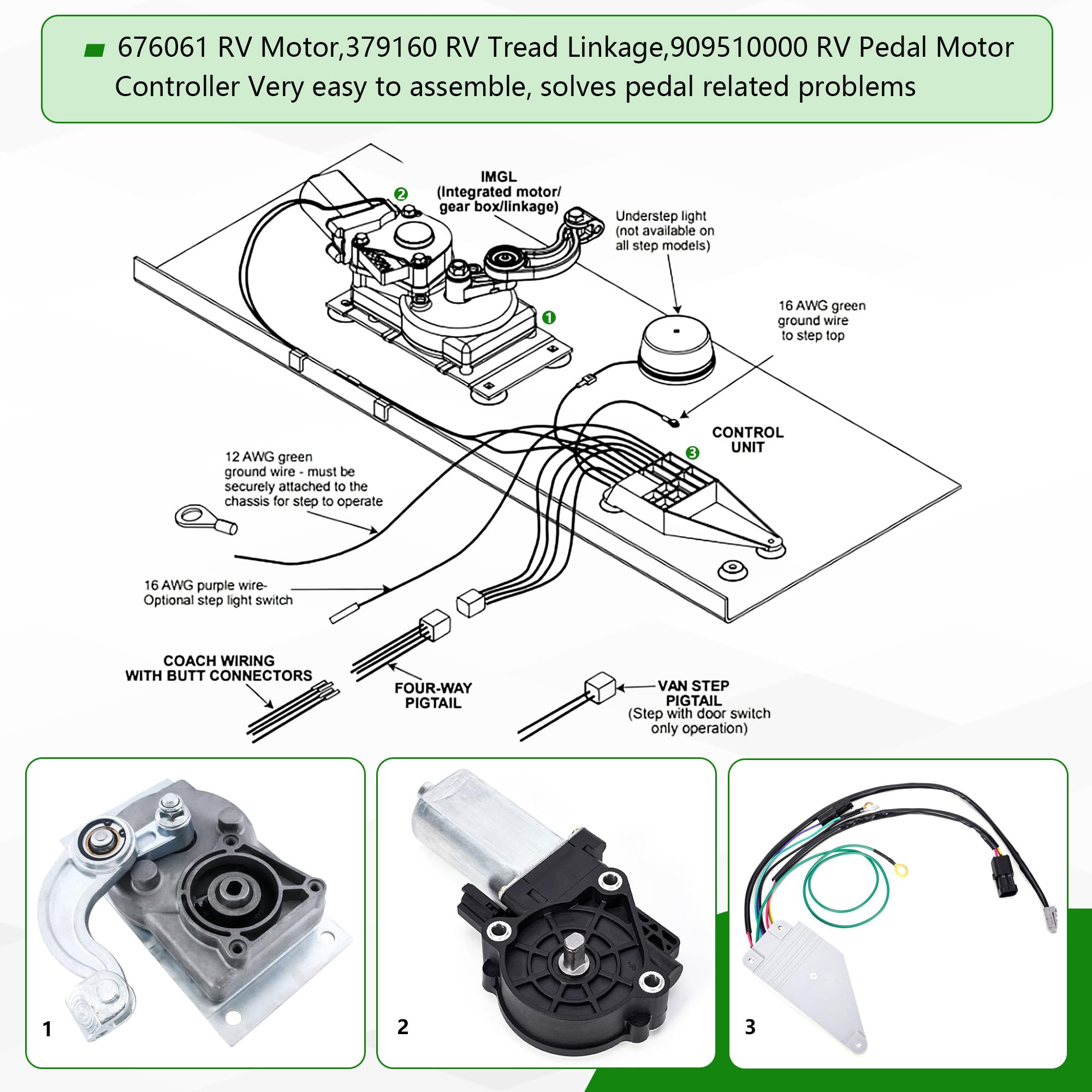 Kwikee Electric Step Gearbox Linkage Replacement 379160 RV Electric ...