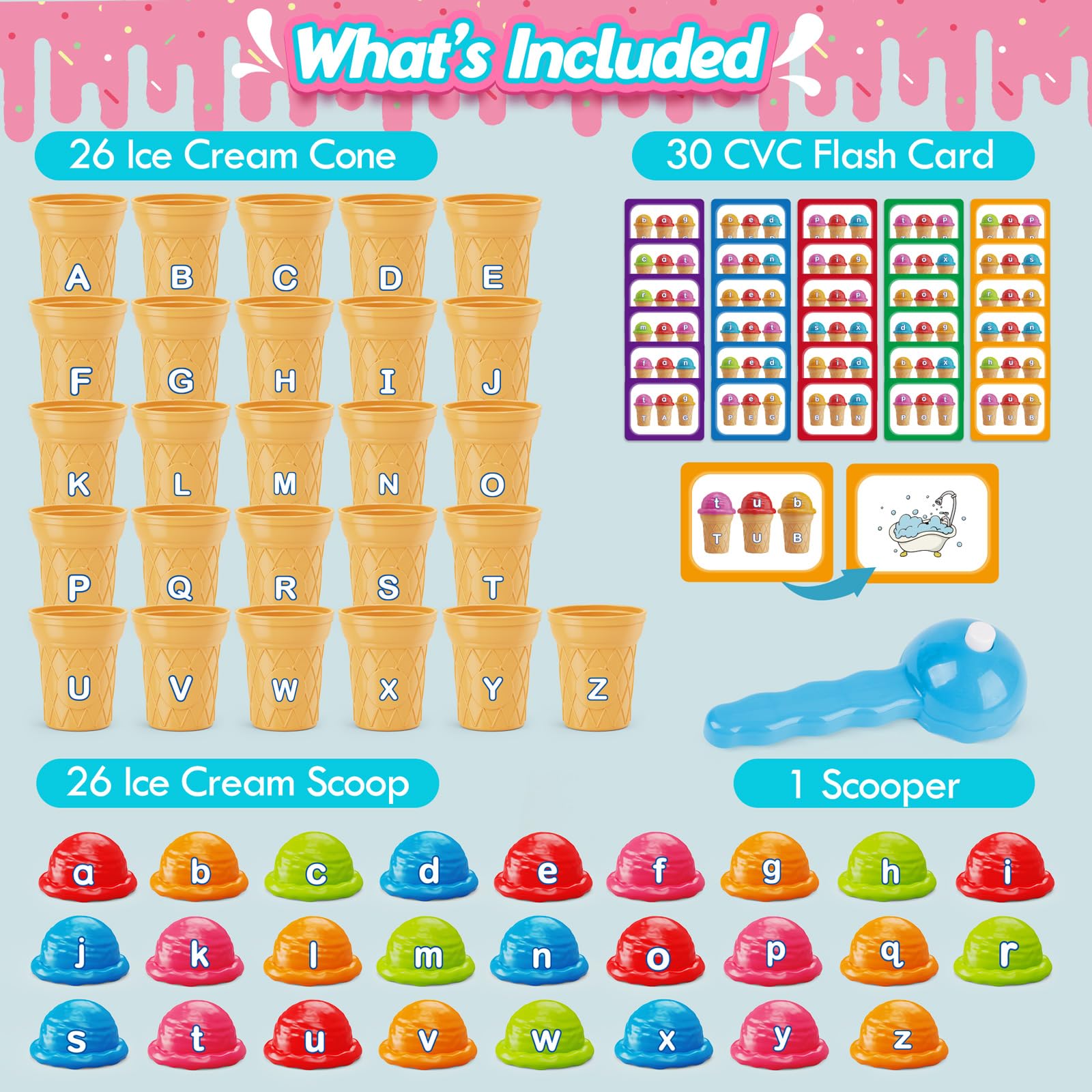 Snapklik.com : Ice Cream Alphabet Learning Toys,Color Sorting Matching ...
