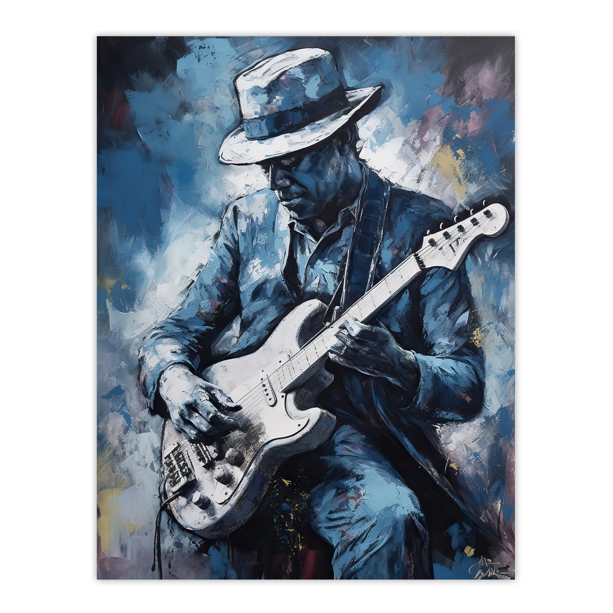 Blues Guitar Player Drawing The Art Of Acoustic Blues Guitar-The