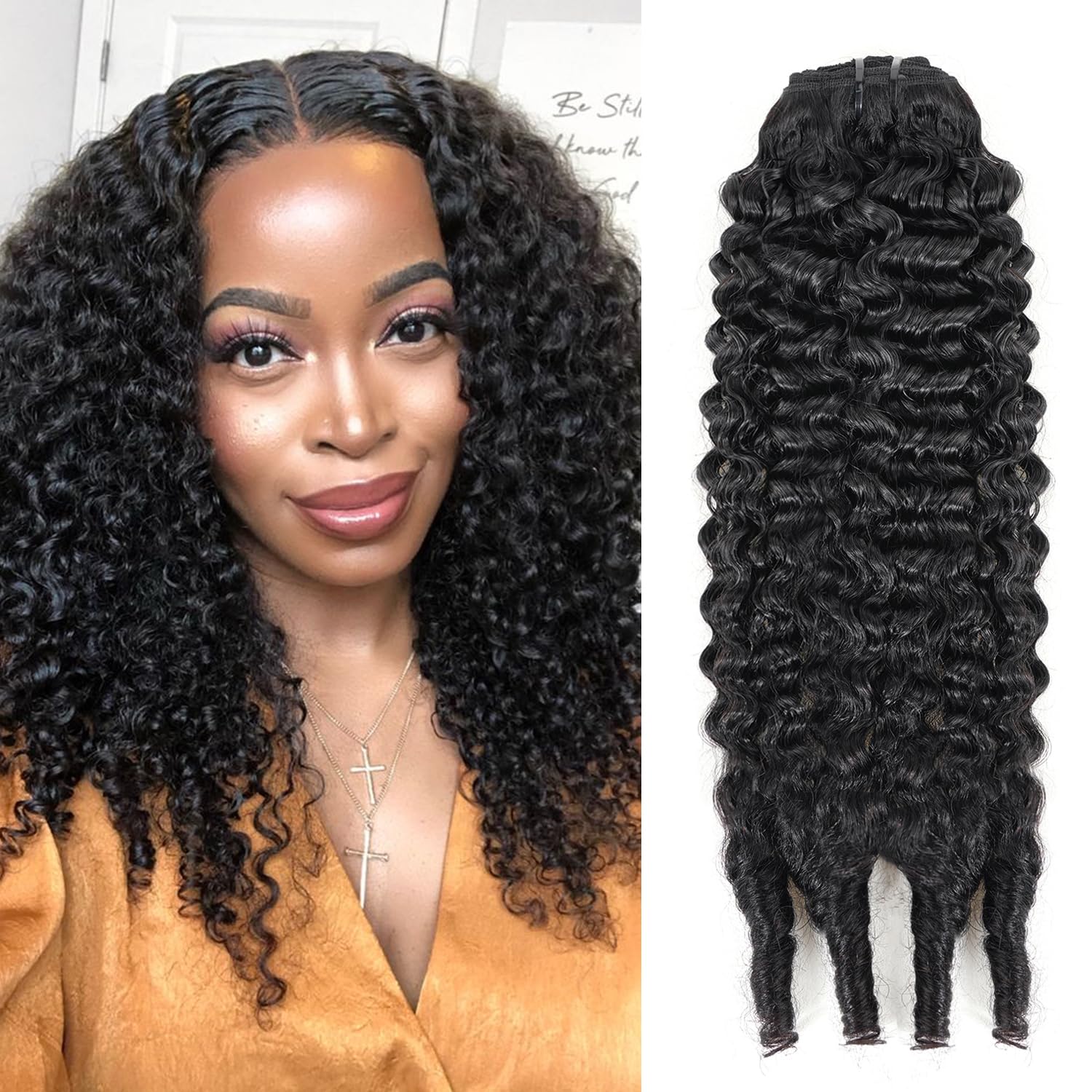 Amazon.com : Mihugass Burmese Curly Clip in Hair Extensions #1B Natural ...