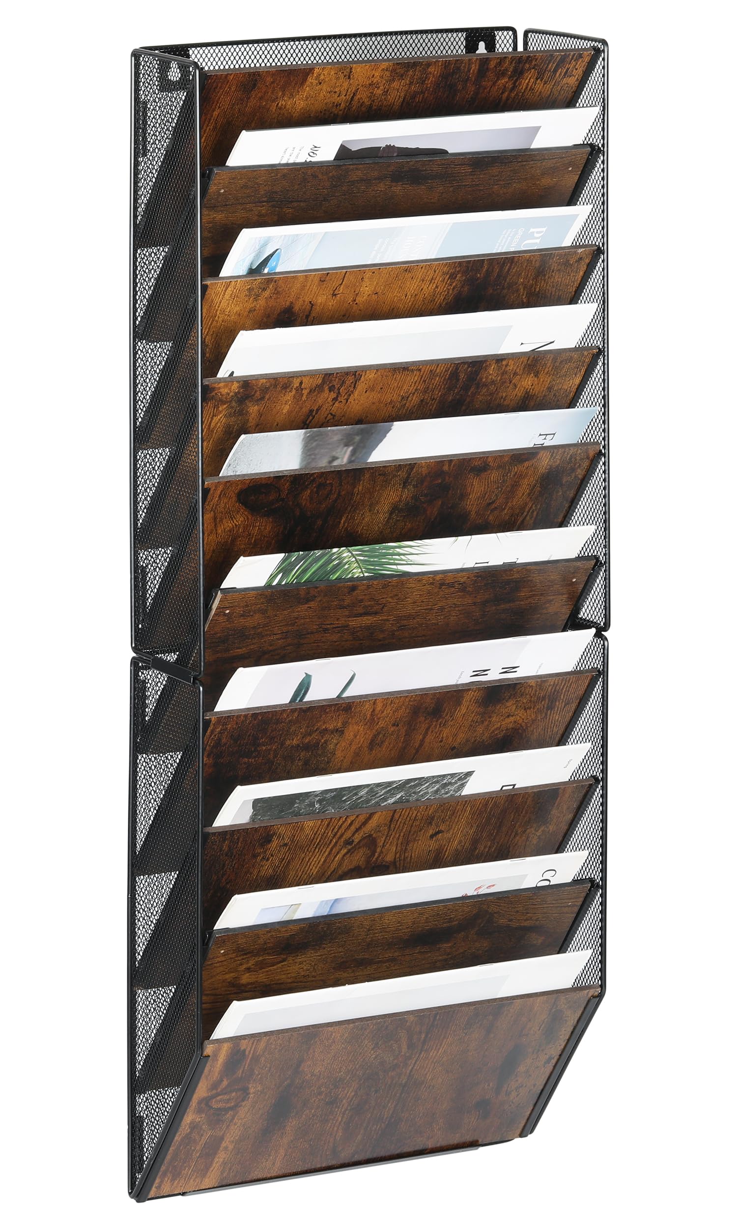 Amazon.com : superbpag Hanging File Organizer 10 Pockets, Wood Metal ...