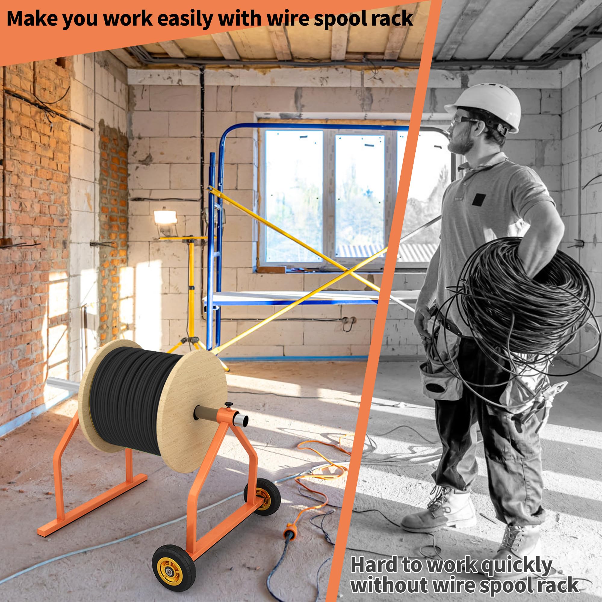 Snapklik.com : Gtouse Wire Spool Rack, Collapsible Wheeled Wire ...